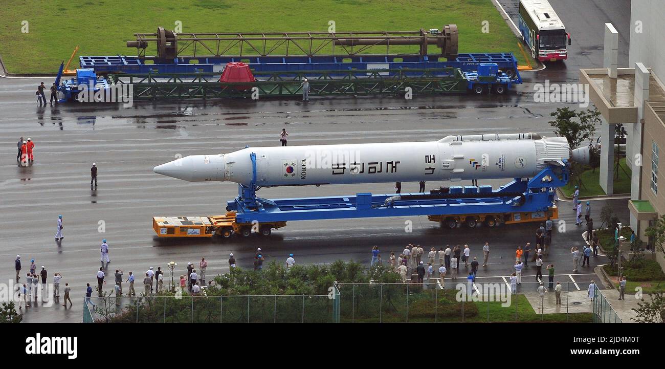 Aug 17, 2009-Gohung, South Korea-The Korea Space Launch Vehicle-1 (KSLV ...