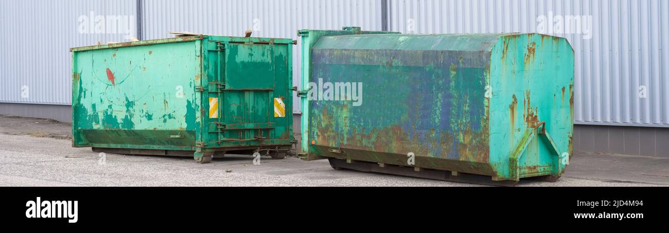 Container for waste collection to recycle at factory Stock Photo - Alamy