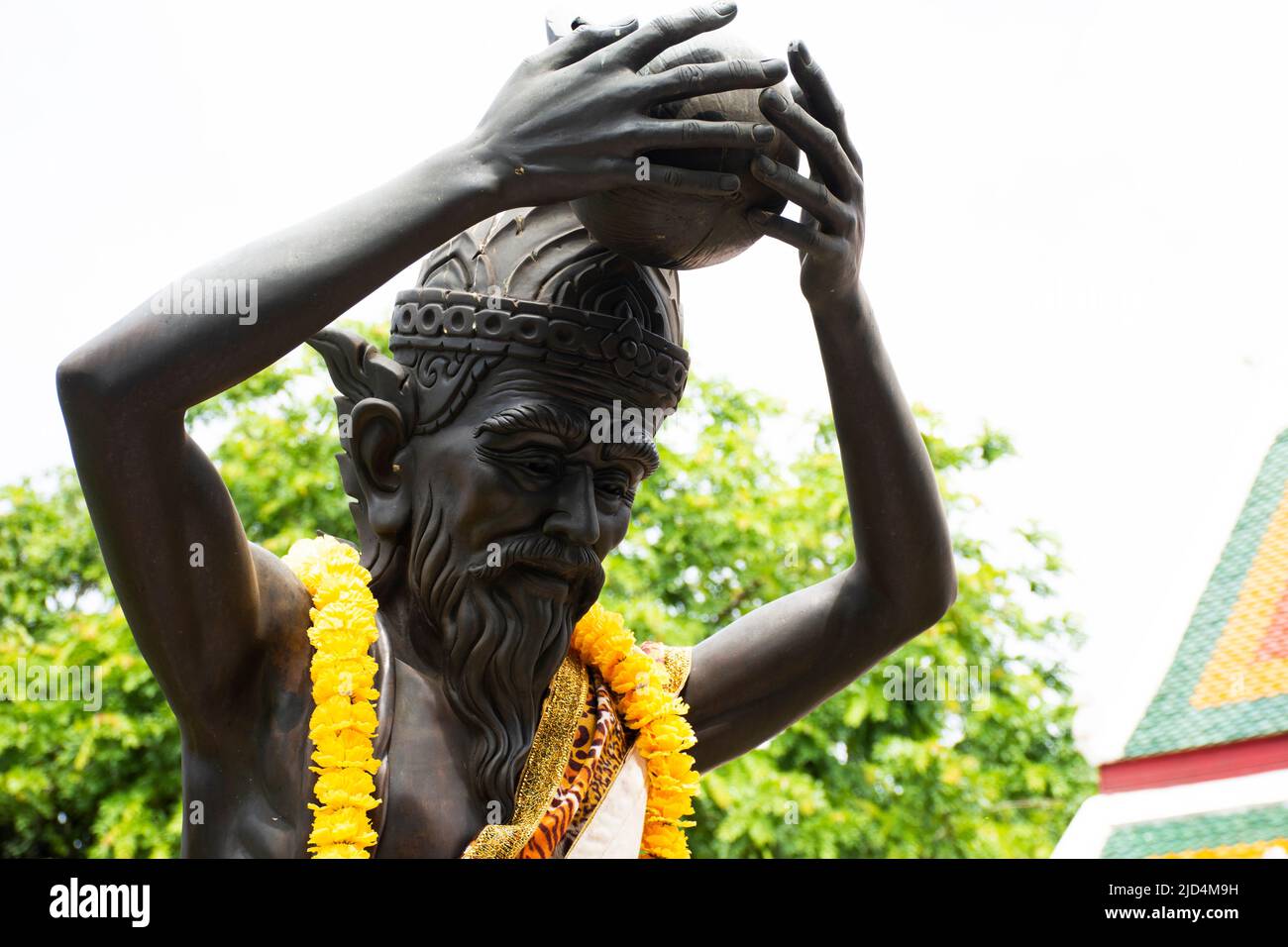 Ancient hermit or antique ruin eremite statue for thai people traveler ...