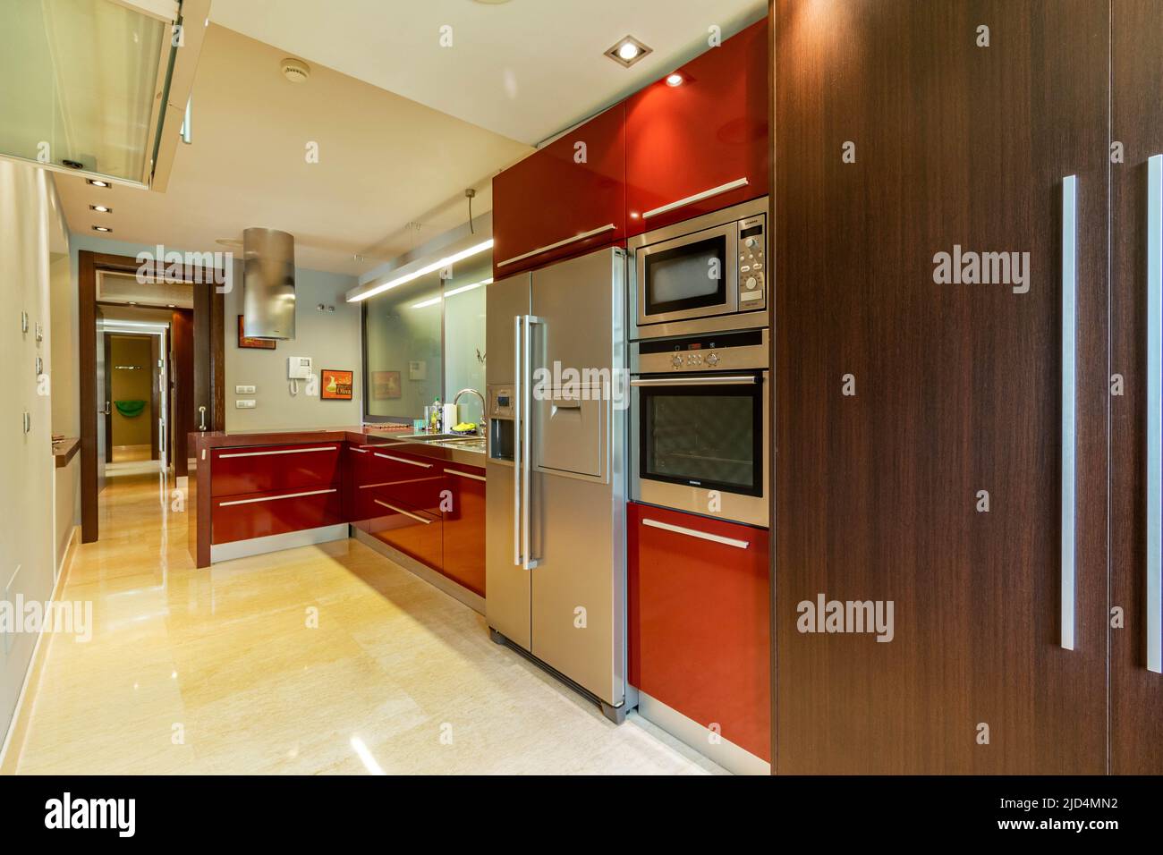 a photo taken from inside a new modern kitchen within a luxury ...