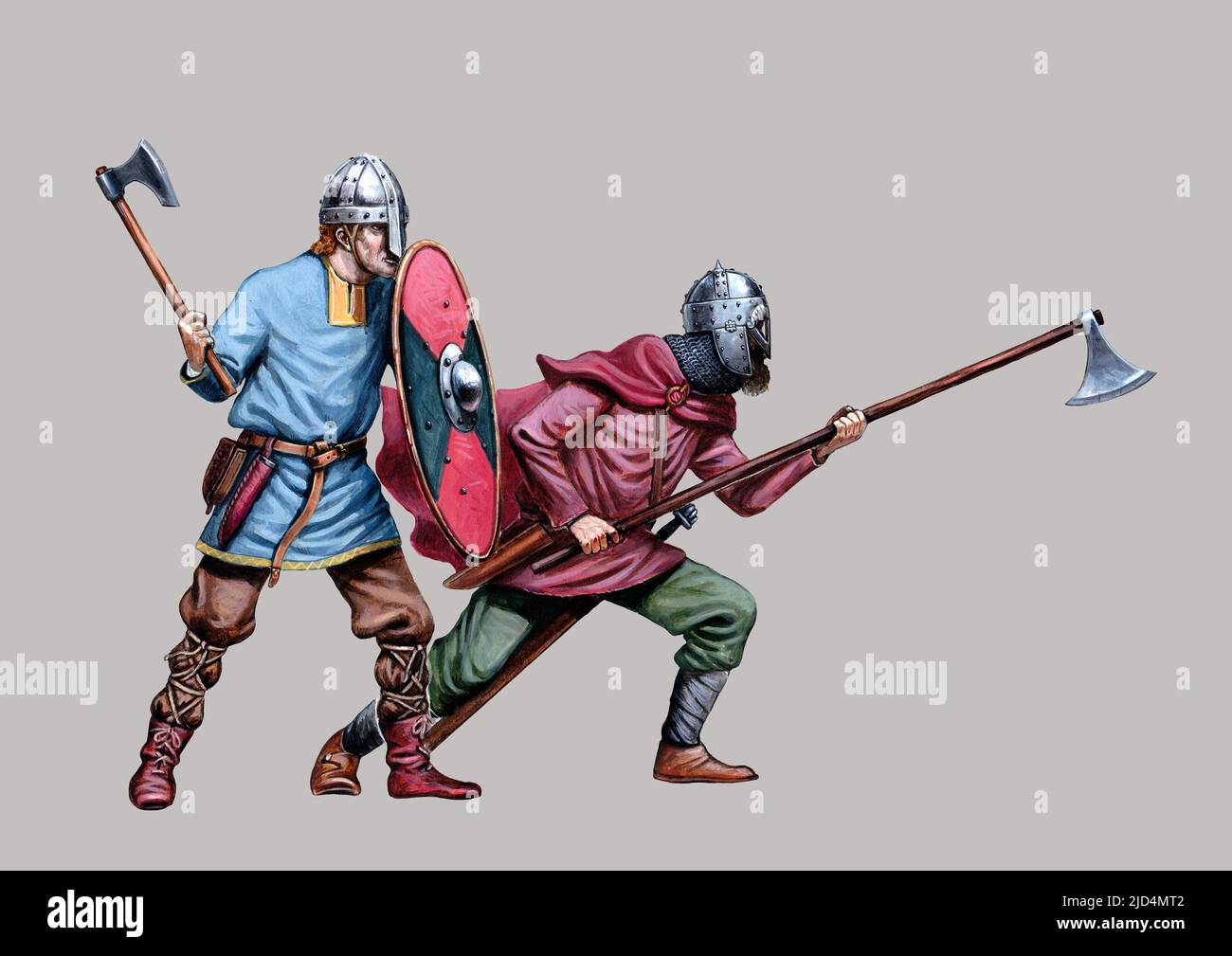 Viking attack. Medieval knights illustration. Vikings Stock Photo - Alamy
