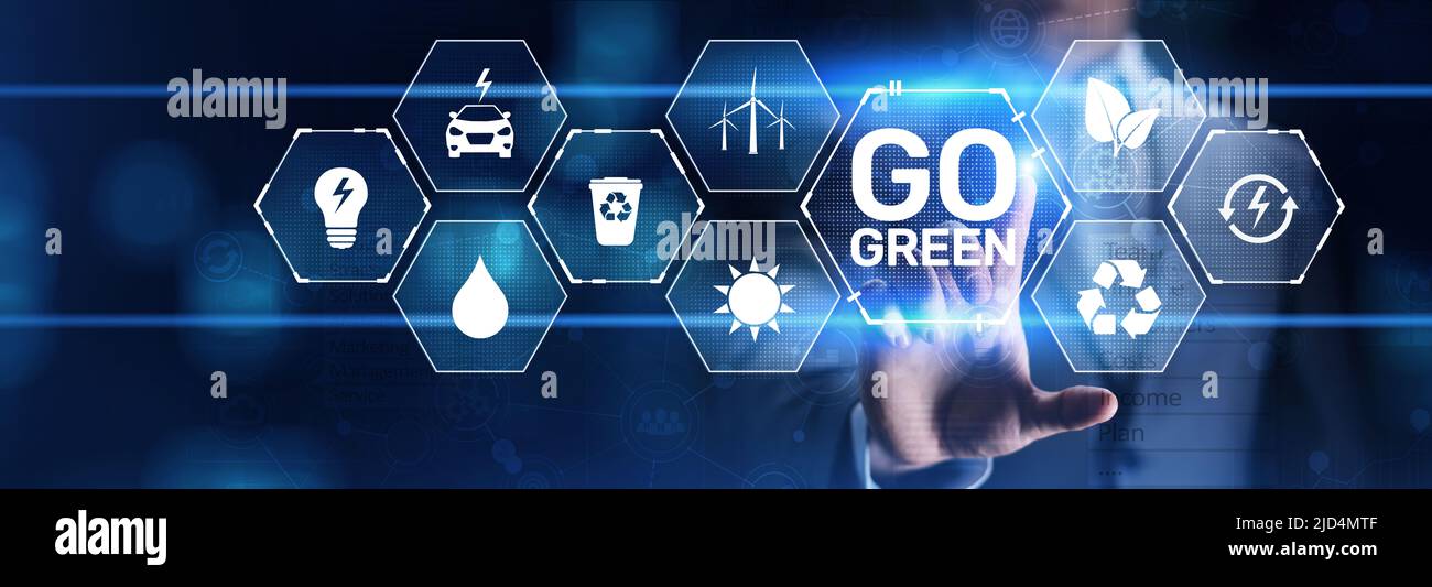 Go green renewable energy recycling zero waste ecology lean concept ...