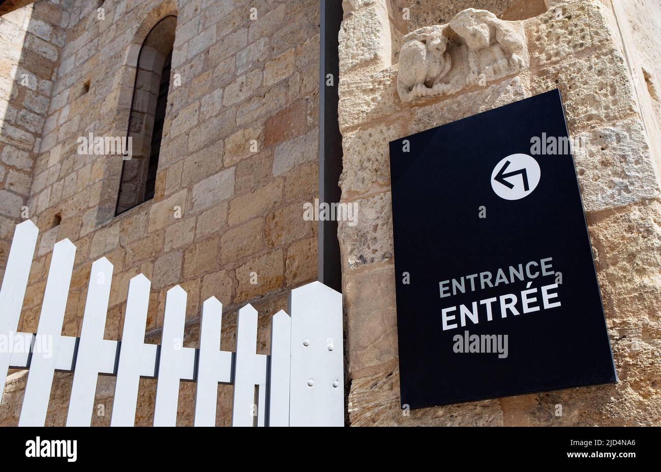 Entrance sign on the facade of an historical French monument Stock ...