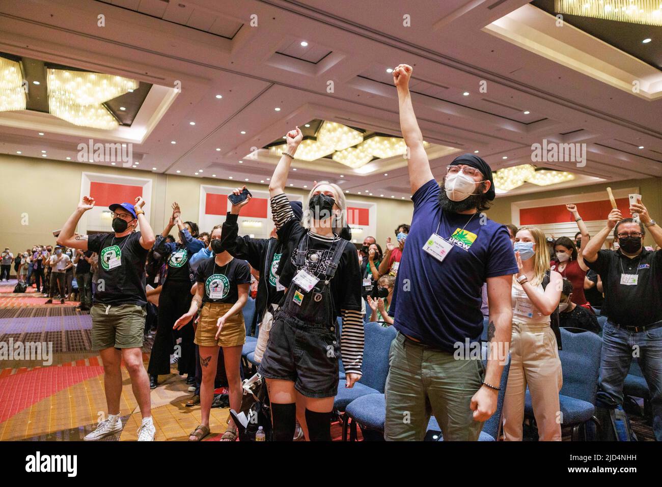 Chicago, USA. 19th June, 2022. Audience members react as labor leader ...