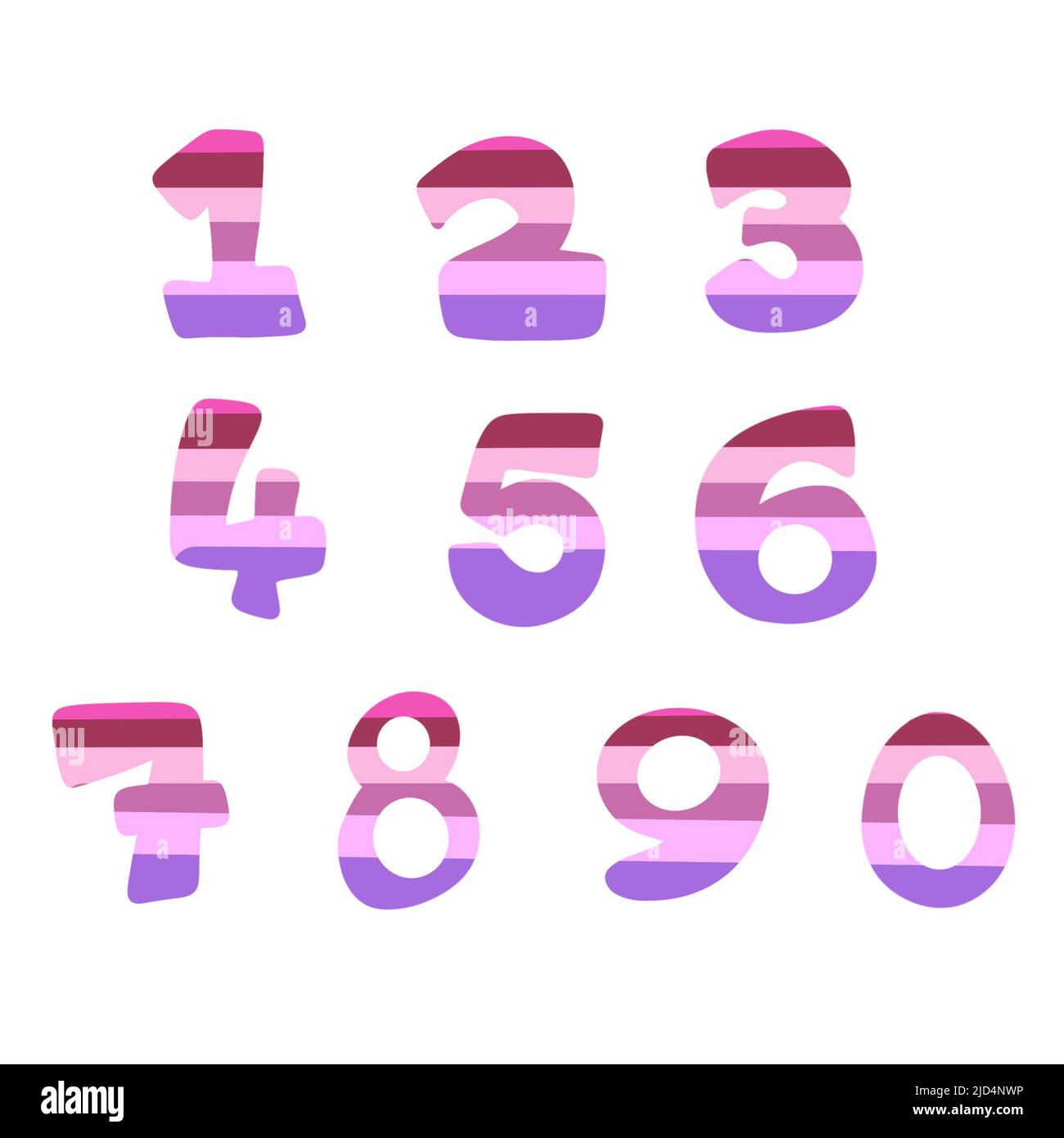 Set with cartoon numbers for kids and hobbies and packaging and fabrics ...