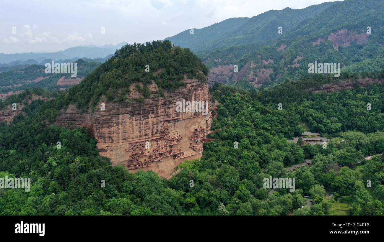 Tianshui. 9th June, 2022. Aerial photo taken on June 9, 2022 shows the ...