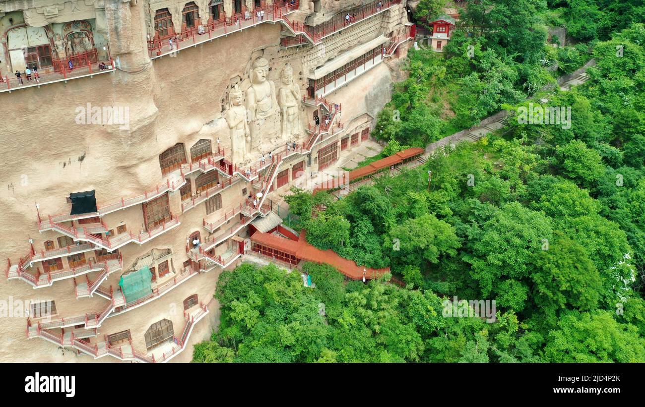 Tianshui. 9th June, 2022. Aerial photo taken on June 9, 2022 shows the ...