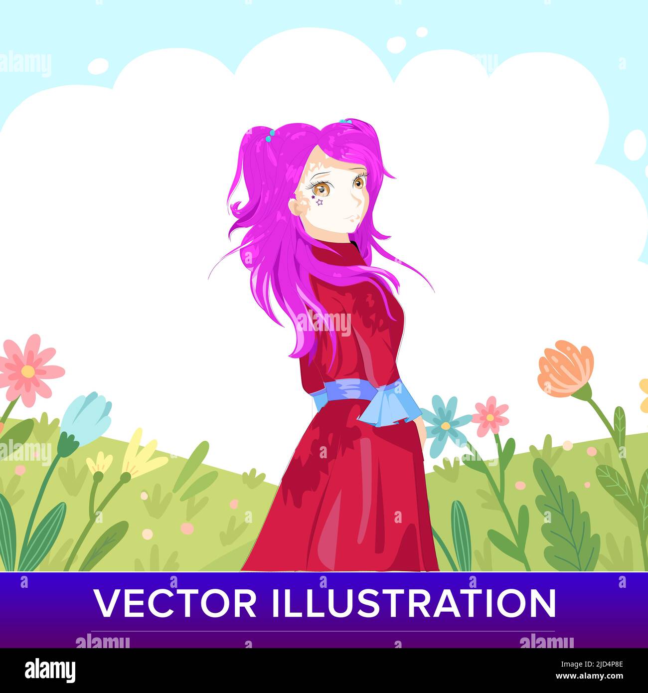Cute purple girl cartoon hi-res stock photography and images - Alamy