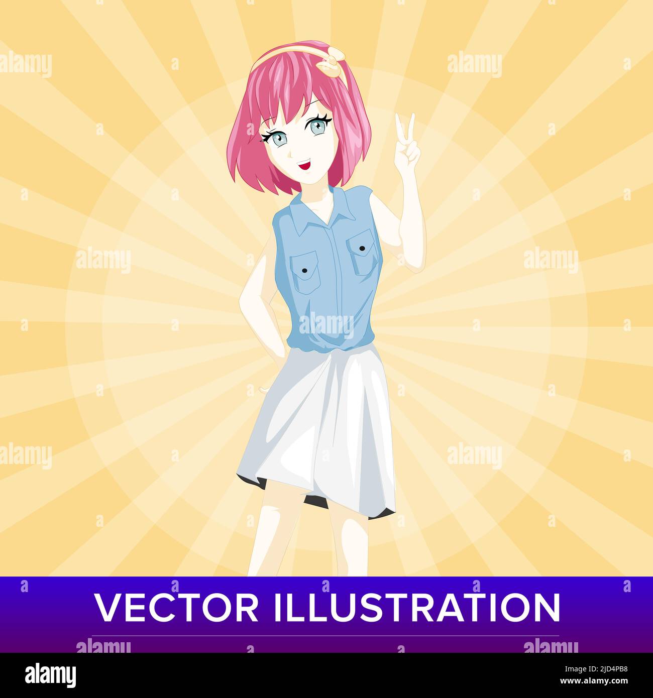 Teenage Girl And Pink Hair Stock Vector Images Alamy