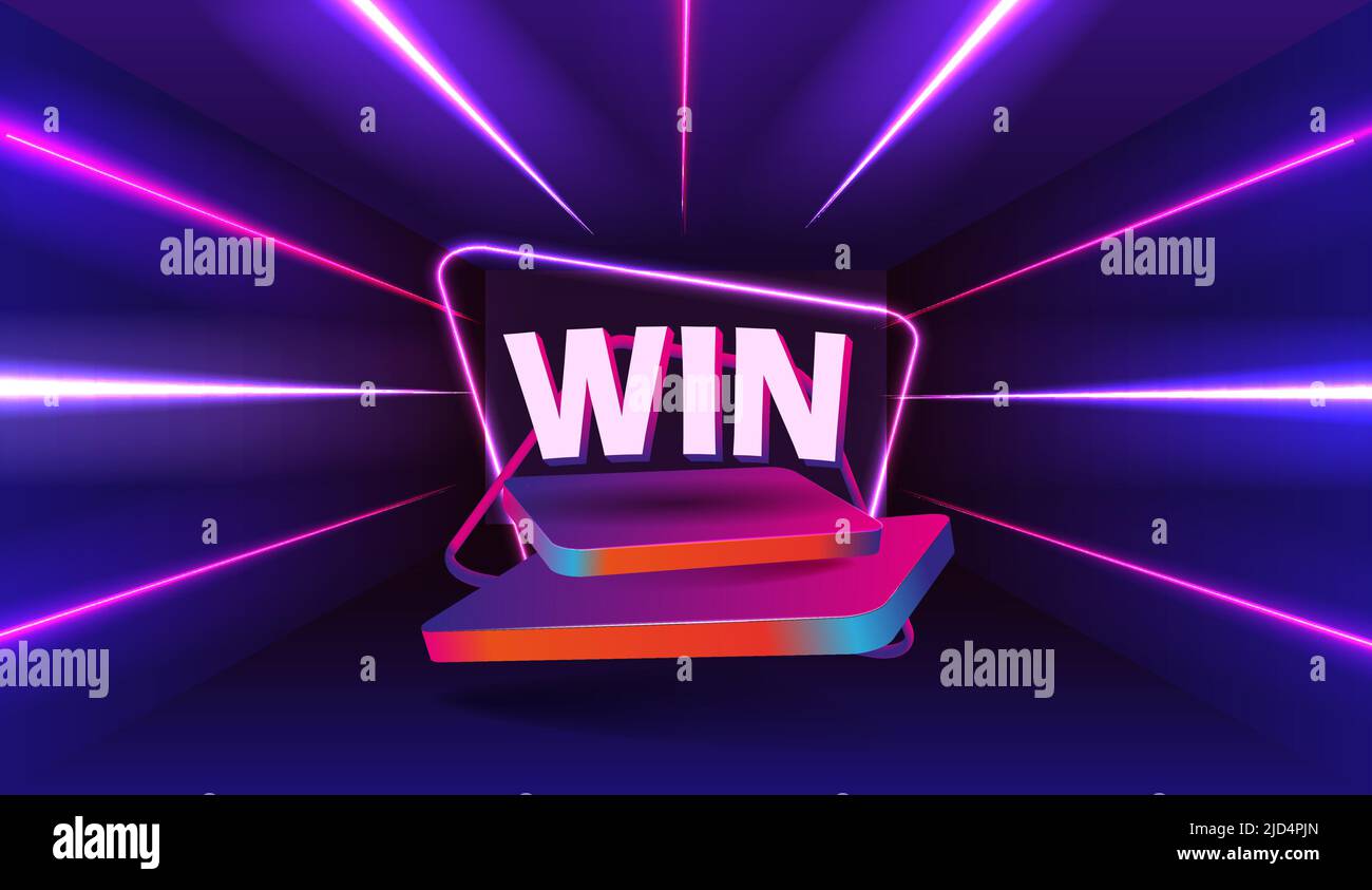 Celebration of win retro 90s style on dark background. Winning vector ...