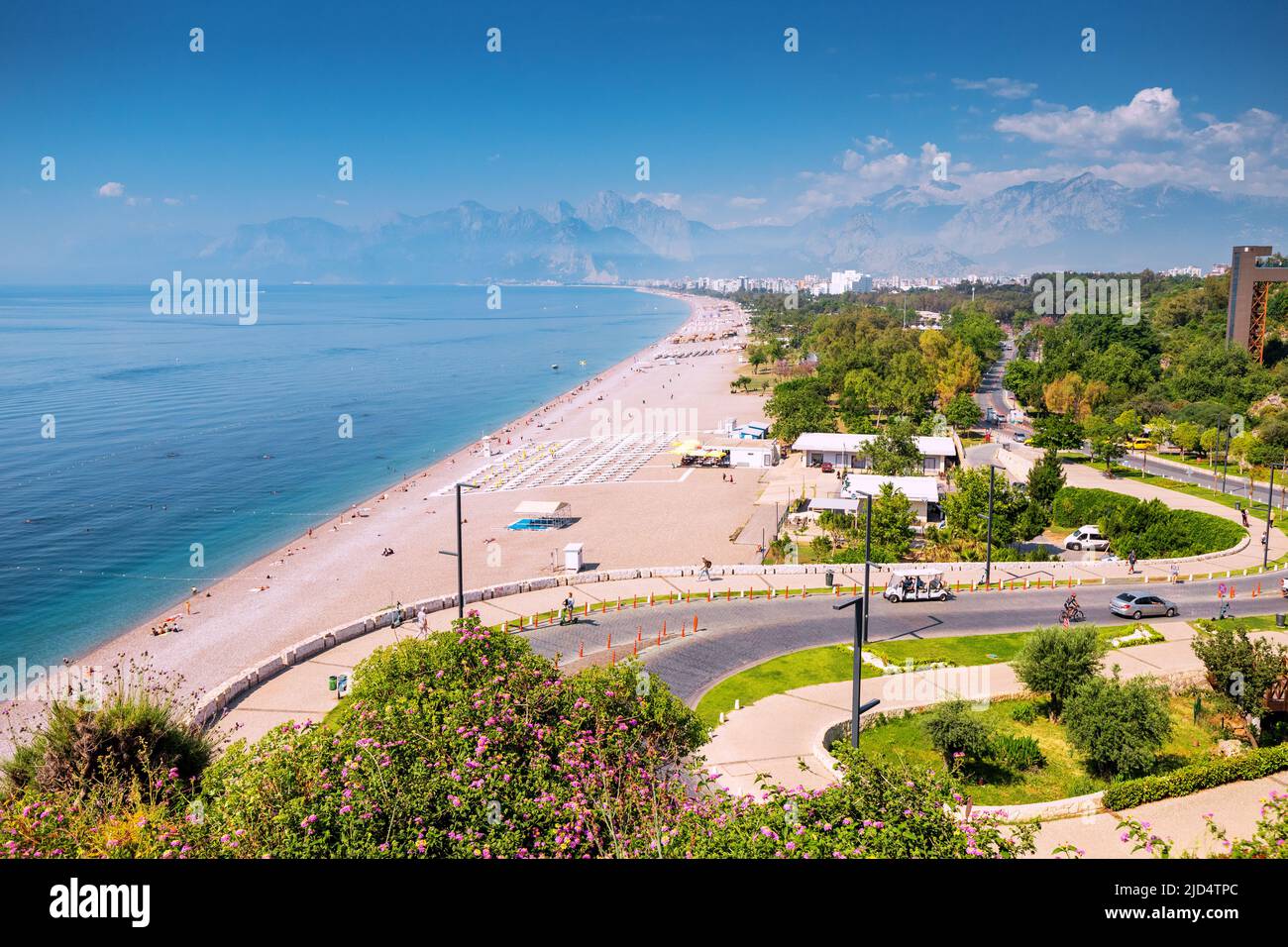 Famous Konyaalti beach, scenic panoramic view with winding road with ...
