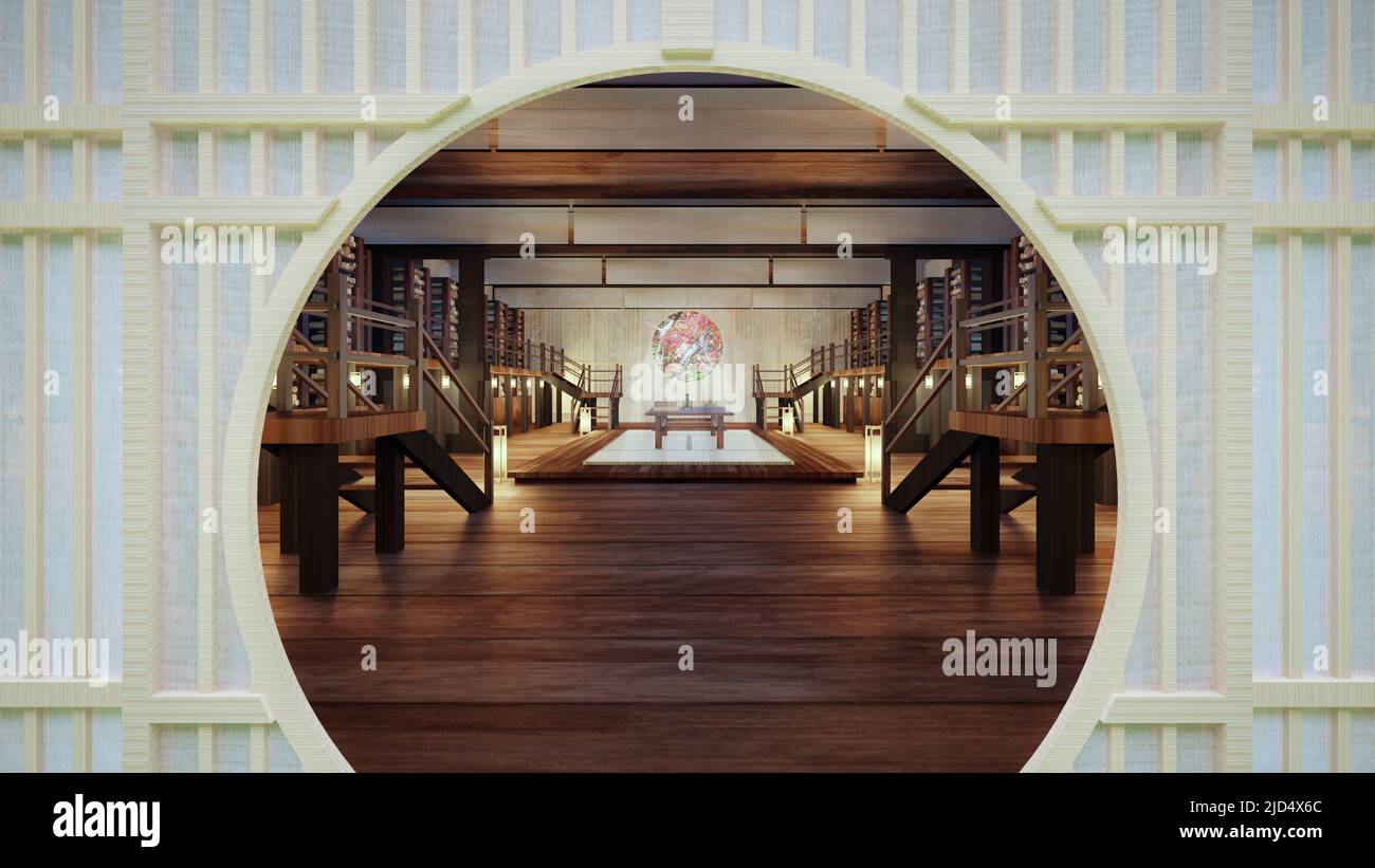 3D Rendering of an Ancient Chinese Bamboo Scroll Book Library Stock ...