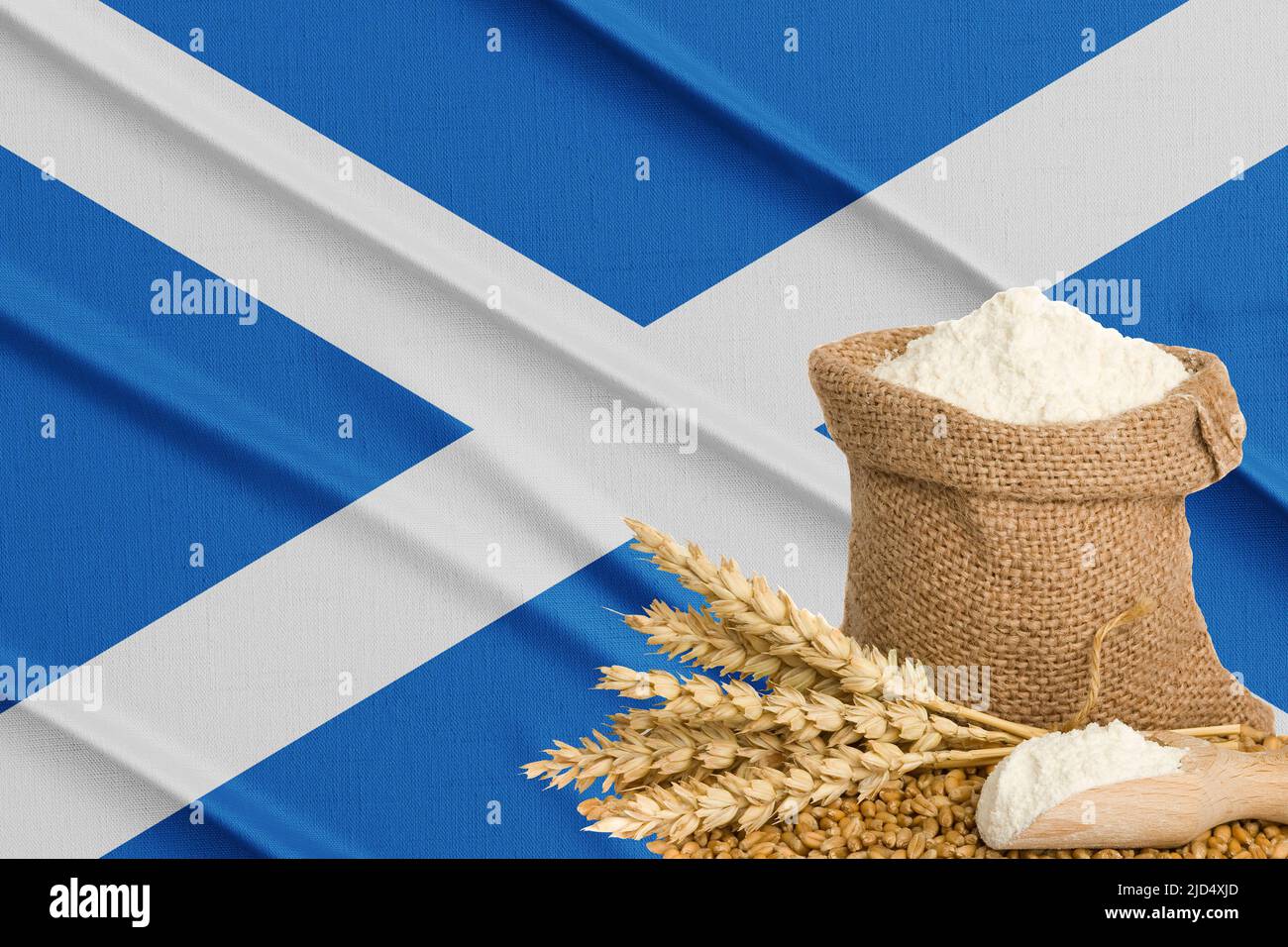 Scotland grain crisis, Concept global hunger crisis, On background Flag ...