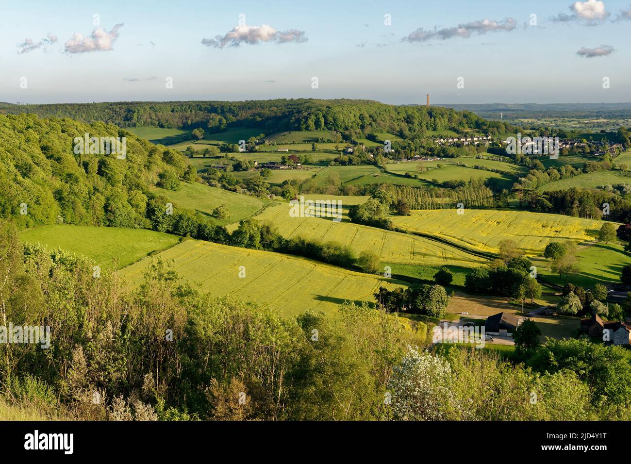 North Nibley & Tyndale Monument from viewed Stinchcombe Hill, Dursley ...