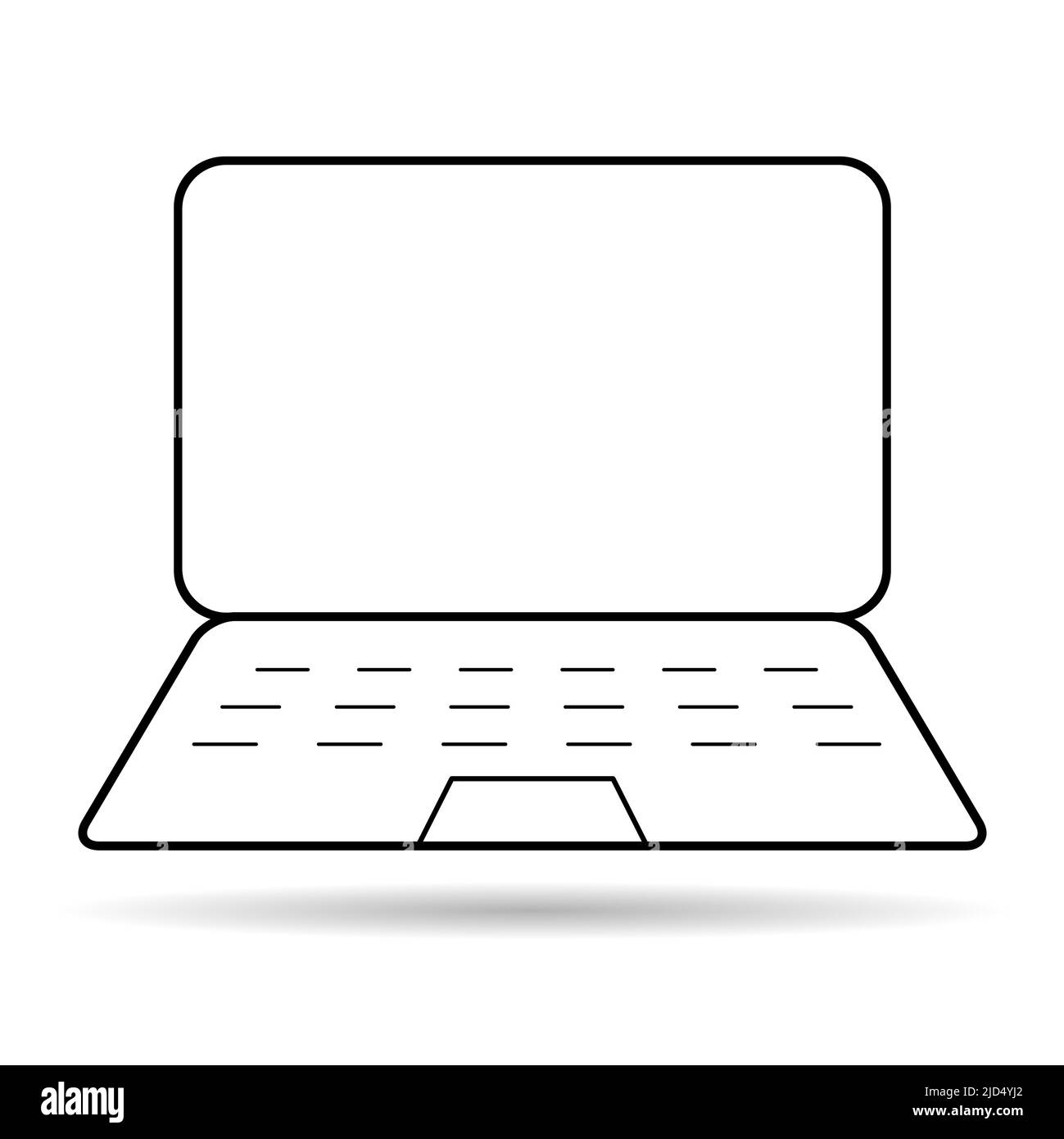 Laptop flat web icon shadow, notebook computer technology symbol ...