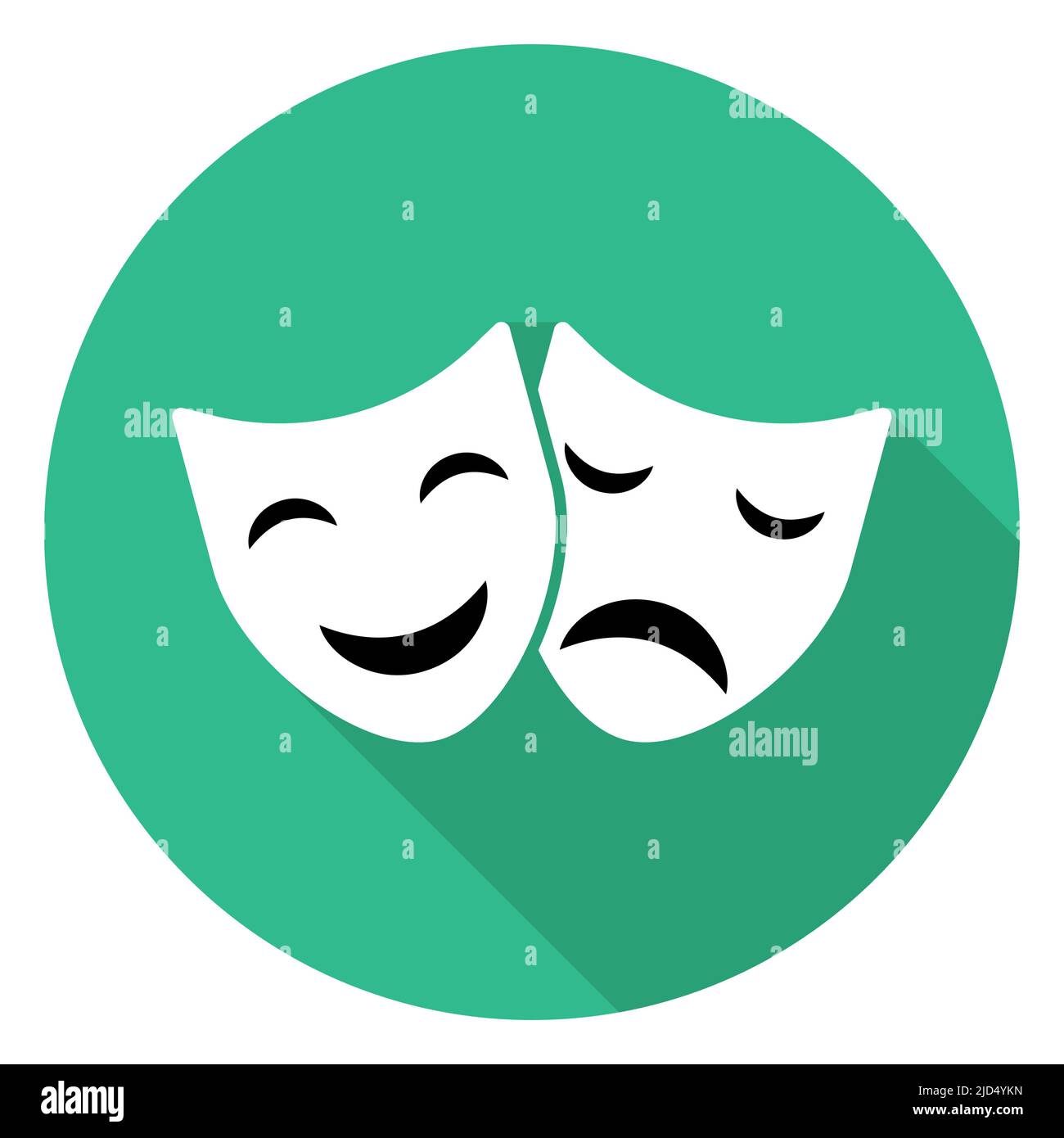 Set of Theater face mask icon shadow, emotion actor comedy and drama ...