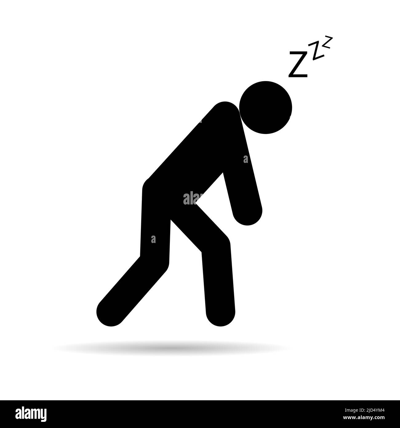 Tired man icon with shadow, sleep emotion tired sign, bored concept ...