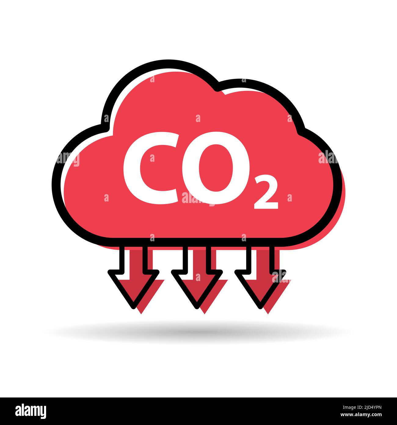 CO2 reduce cloud icon shadow, clean global emission, environment eco ...