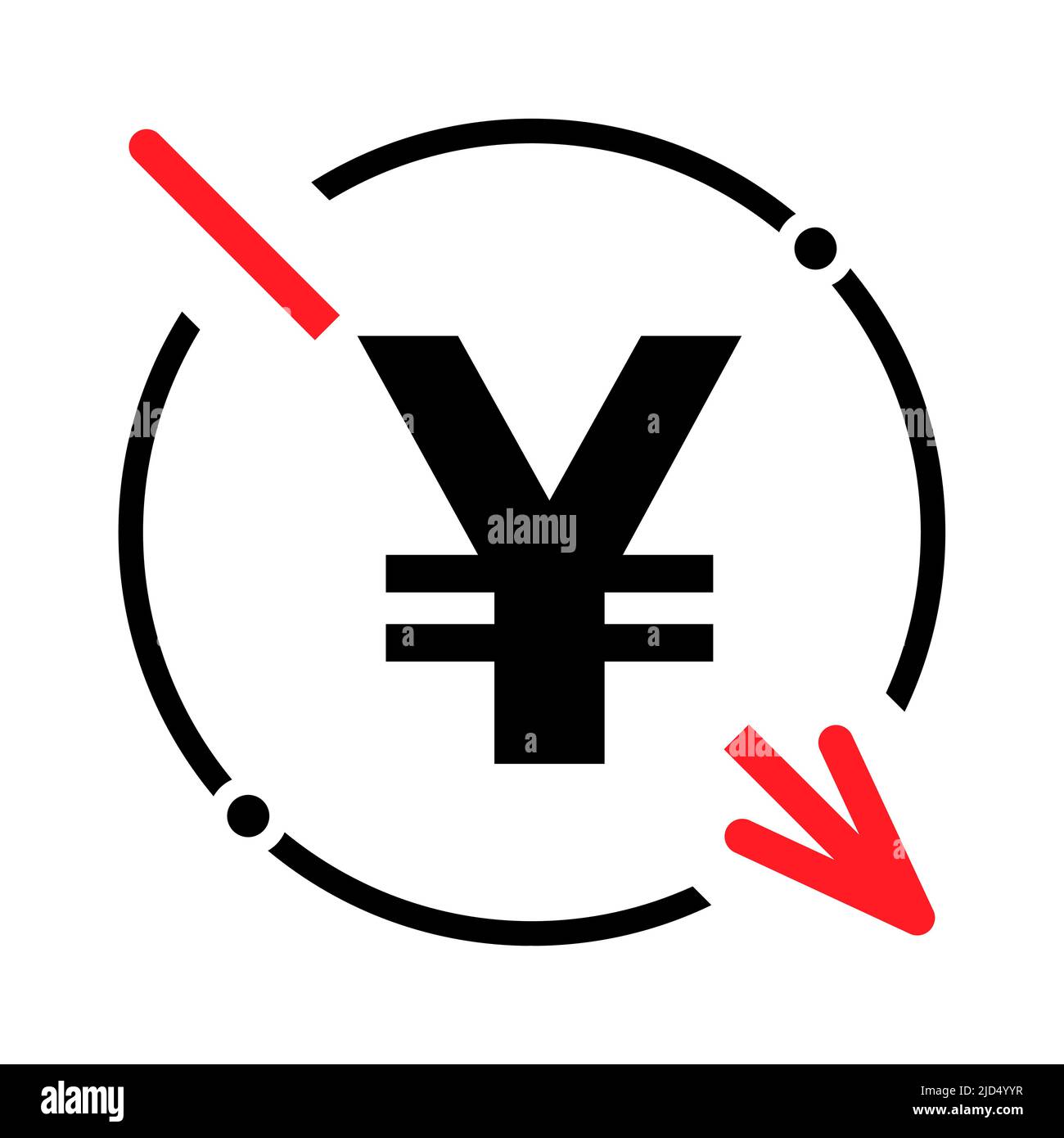 Cost reduction- decrease yuan icon. Vector symbol image isolated on background Stock Vector ...