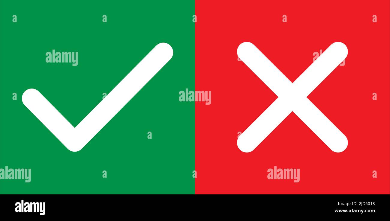 Set of Check and cross mark, yes and no symbol vector illustration, bad good choice Stock Vector ...