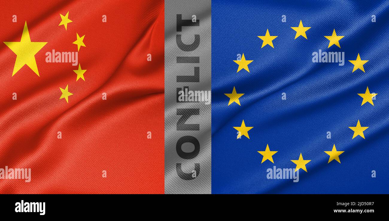 Conflict China and Europe, war between China vs Europe, fabric national ...