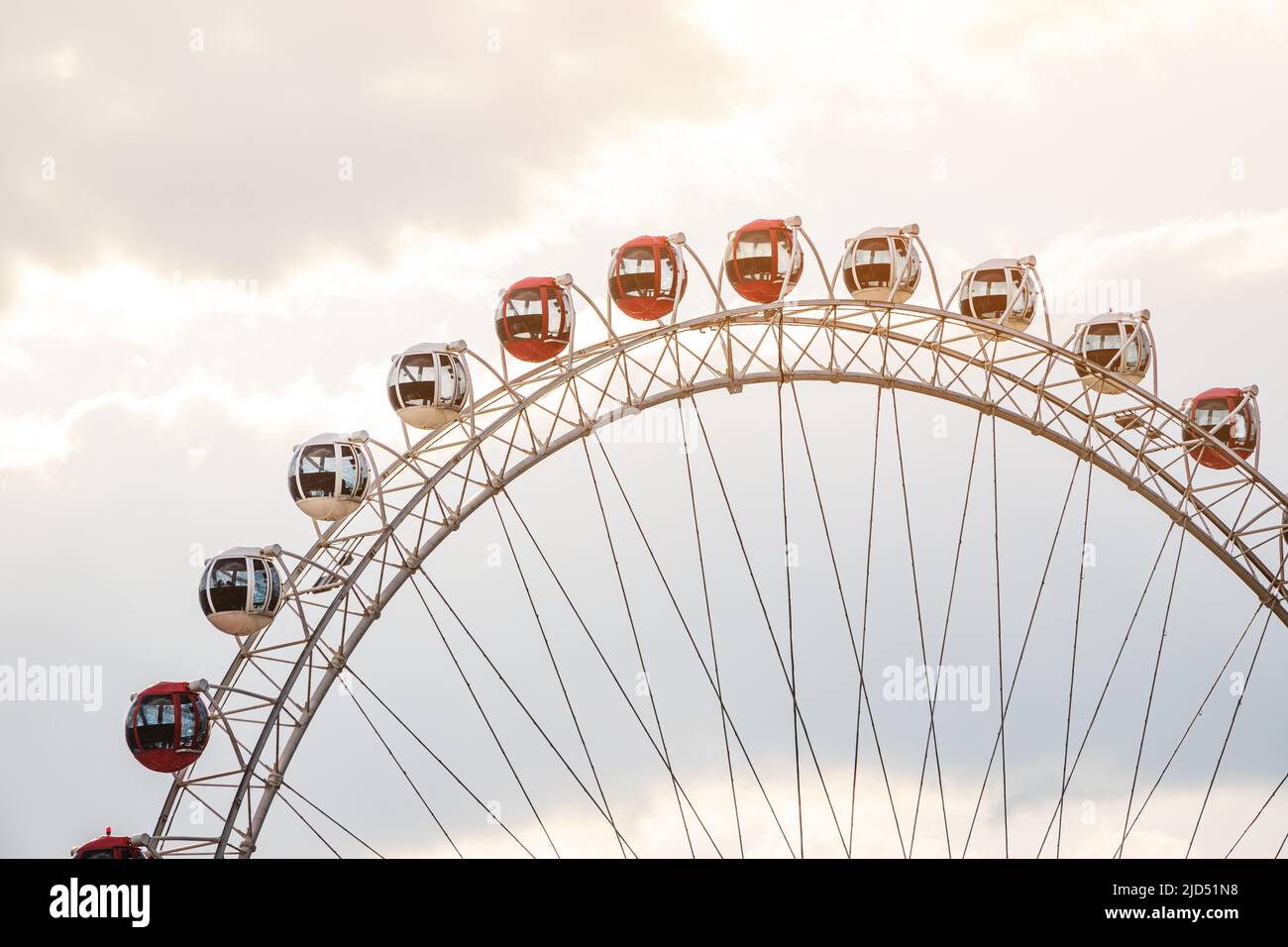 Ferris wheel in amusement park against sky background. Entertainment ...