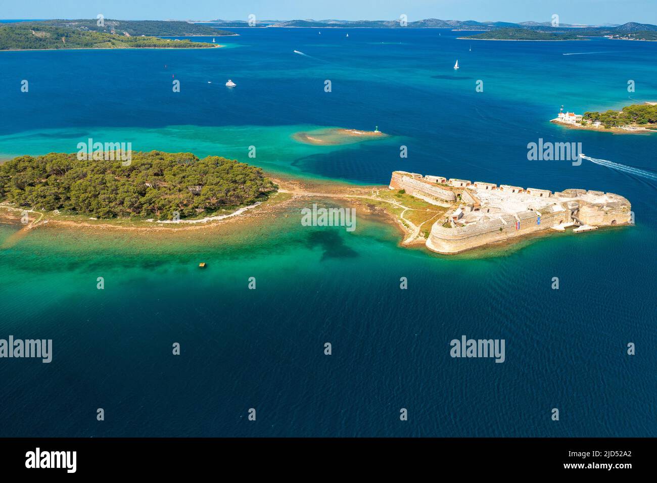 Aerial view of St. Nicholas Fortress near Sibenik, Croatia Stock Photo ...