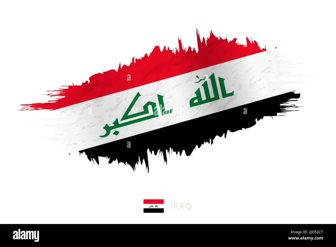 Painted brushstroke flag of Iraq with waving effect. Vector flag Stock ...