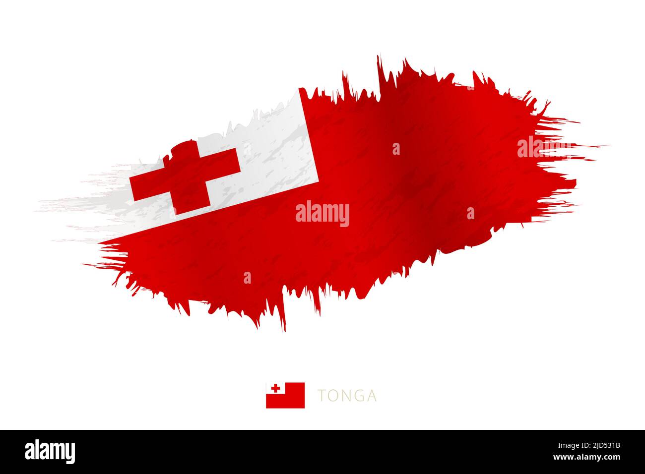 Painted brushstroke flag of Tonga with waving effect. Vector flag Stock ...