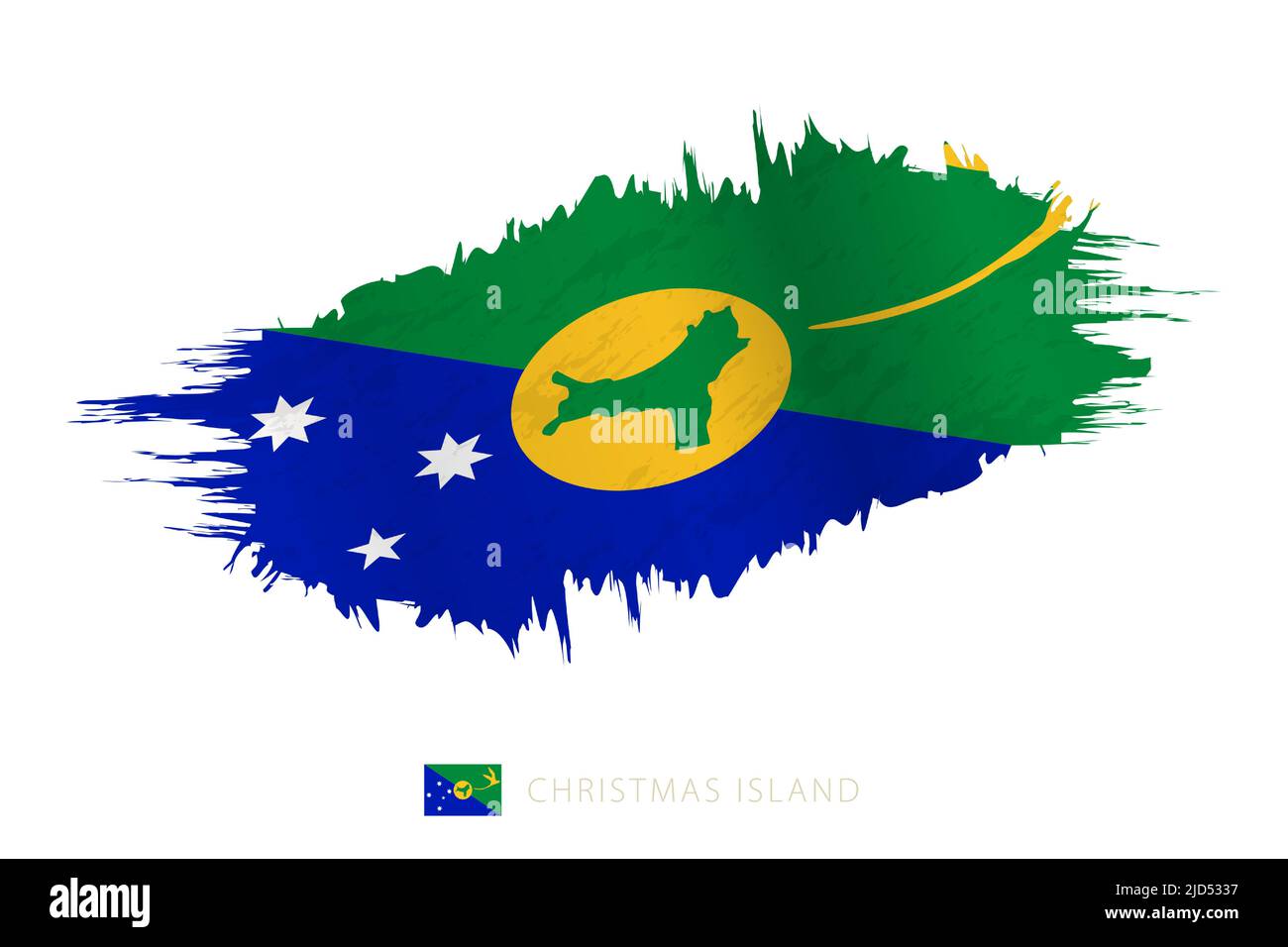 Painted brushstroke flag of Christmas Island with waving effect. Vector ...