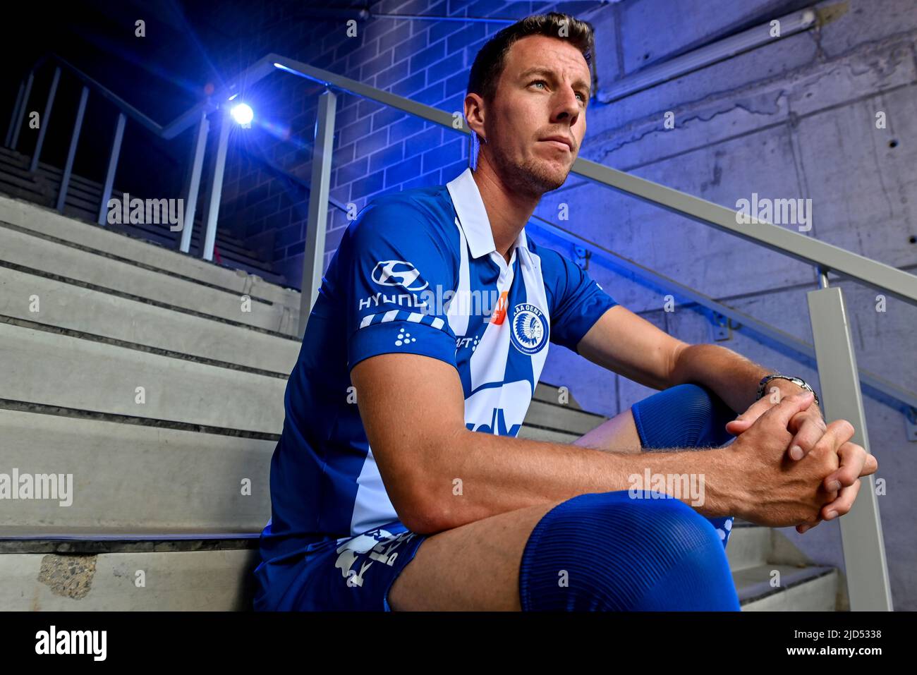 Gent's Bruno Godeau pictured during a photoshoot with the new shirts of ...