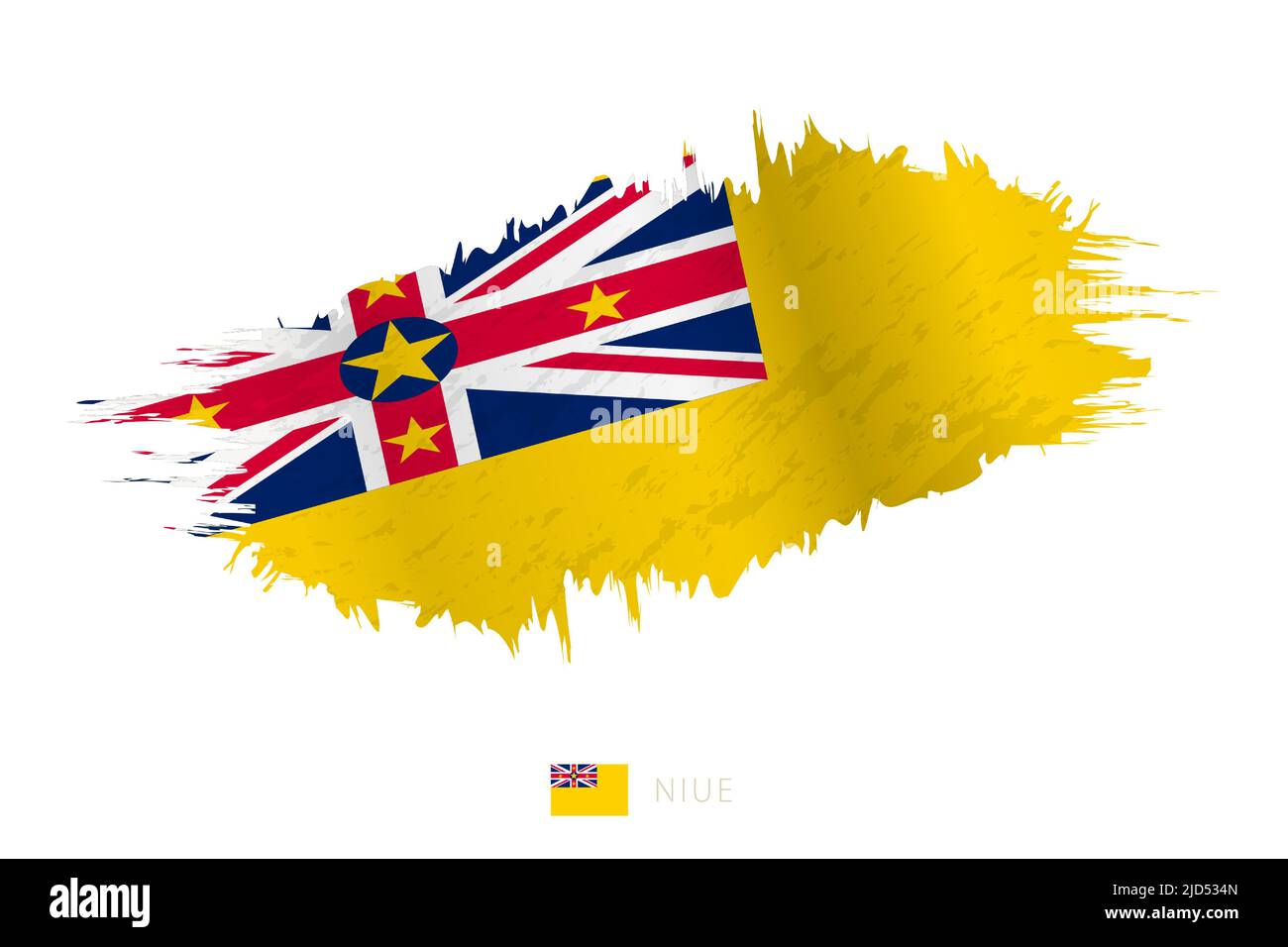 Painted brushstroke flag of Niue with waving effect. Vector flag Stock ...