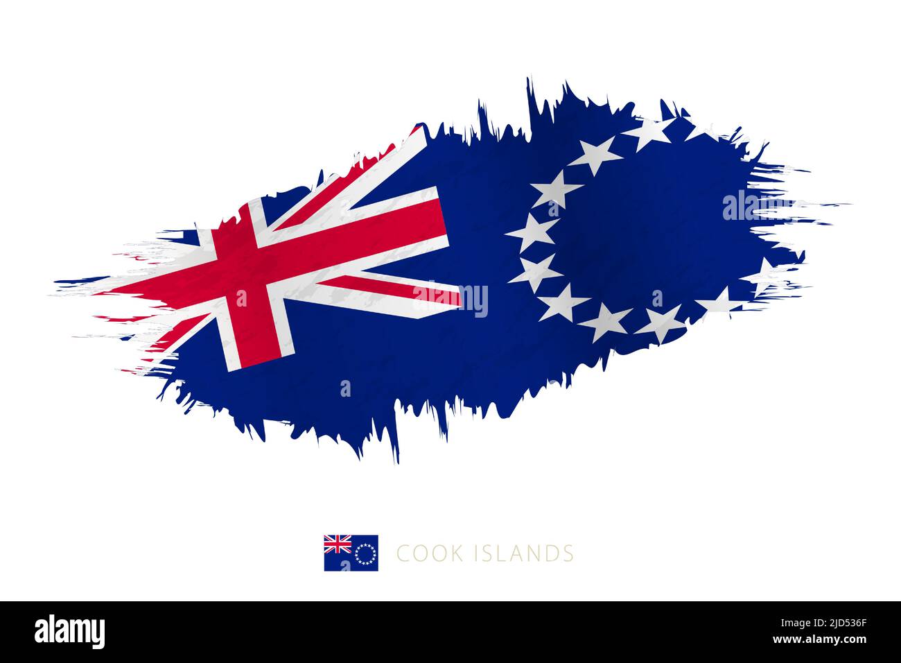 Painted brushstroke flag of Cook Islands with waving effect. Vector flag Stock Vector Image ...