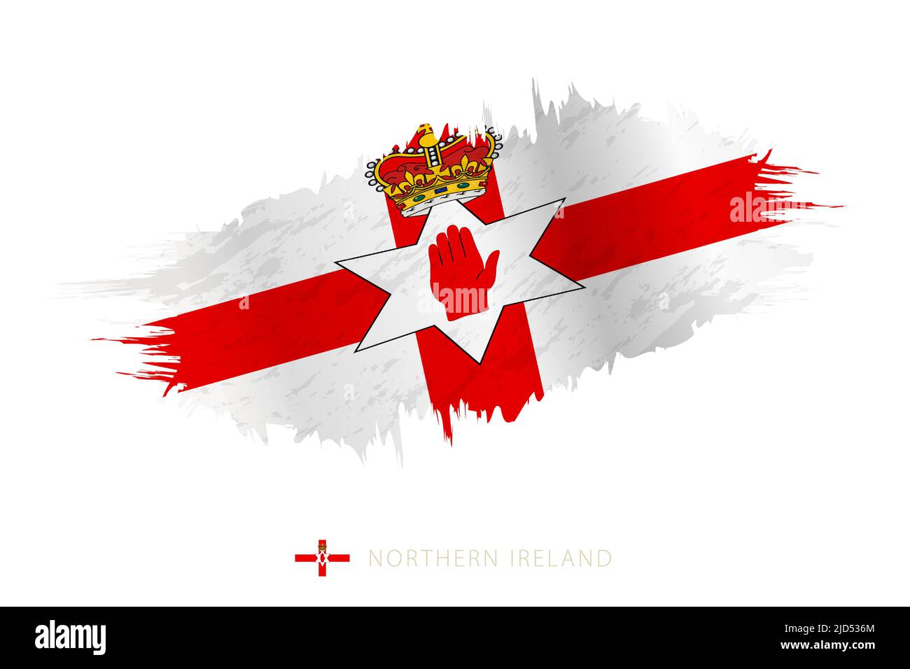 Painted brushstroke flag of Northern Ireland with waving effect. Vector ...