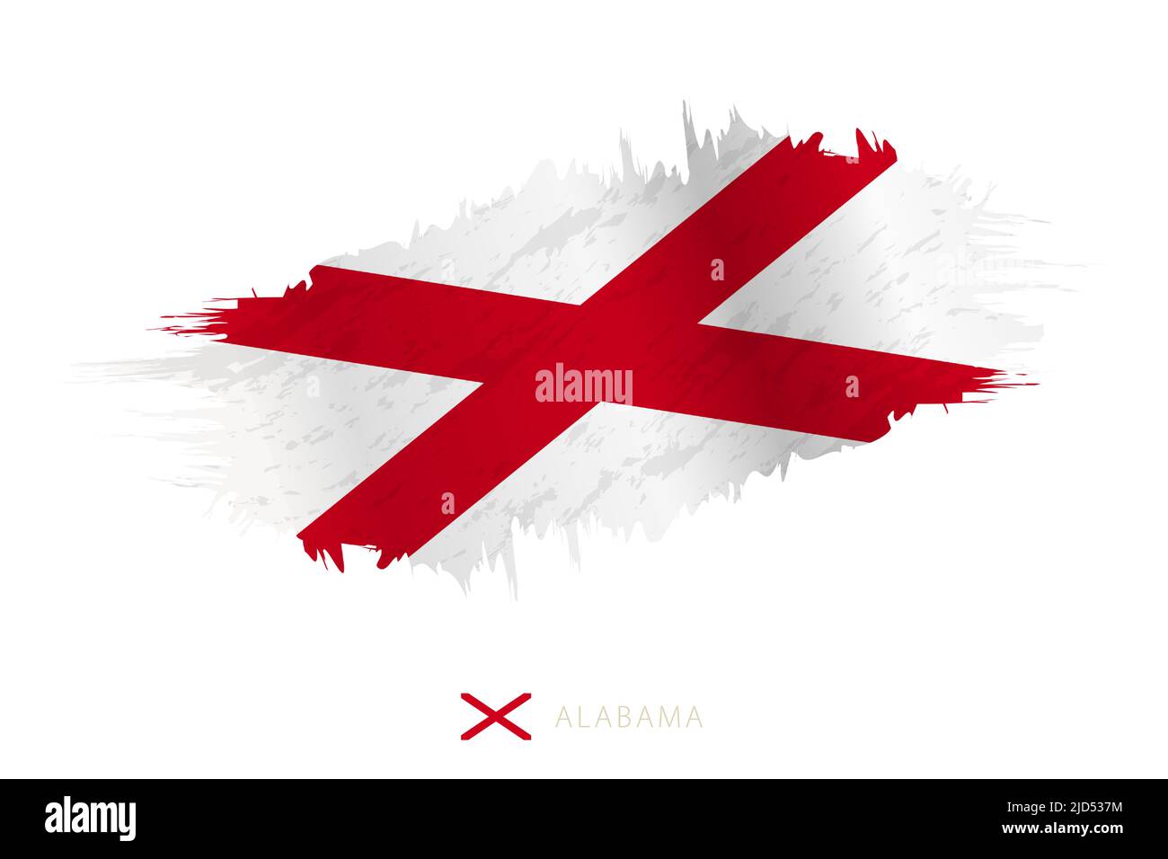 Painted brushstroke flag of Alabama with waving effect. Vector flag ...