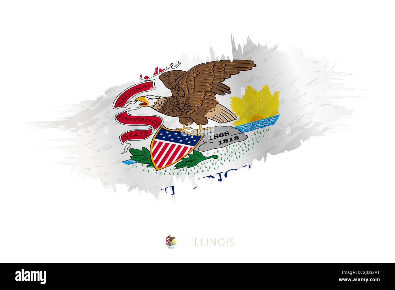 Painted brushstroke flag of Illinois with waving effect. Vector flag ...