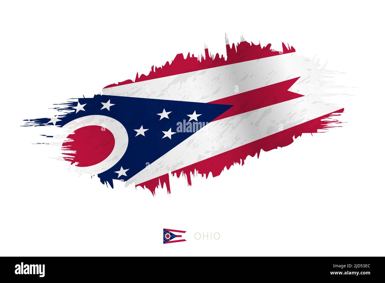 Painted brushstroke flag of Ohio with waving effect. Vector flag Stock ...