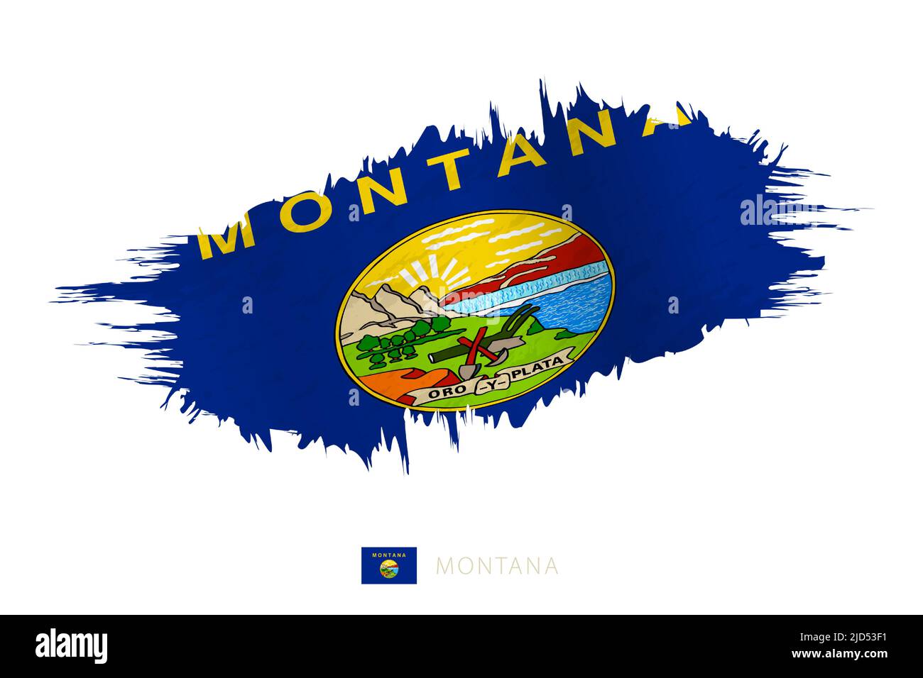 Painted brushstroke flag of Montana with waving effect. Vector flag ...