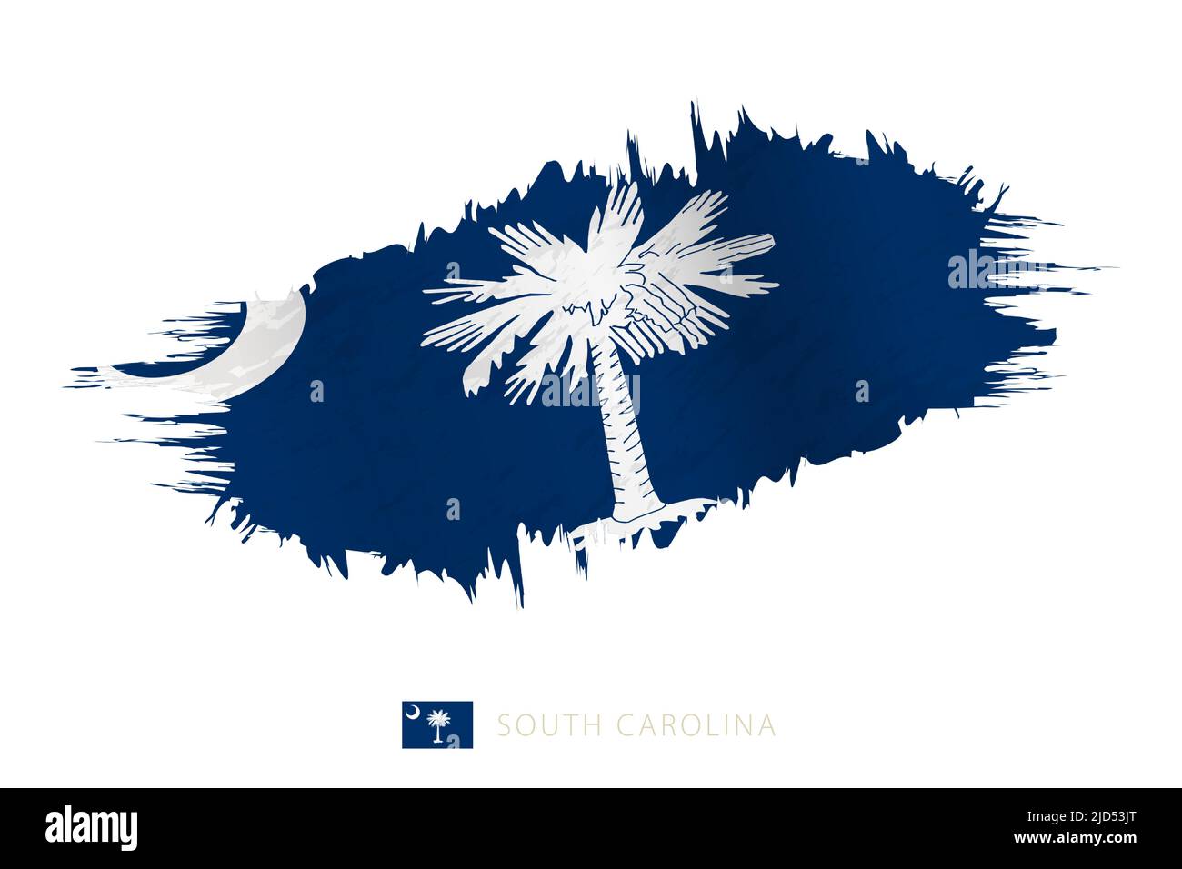 Painted brushstroke flag of South Carolina with waving effect. Vector ...