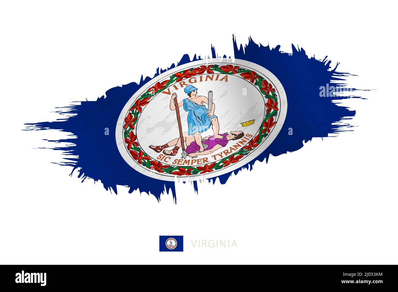 Painted brushstroke flag of Virginia with waving effect. Vector flag ...