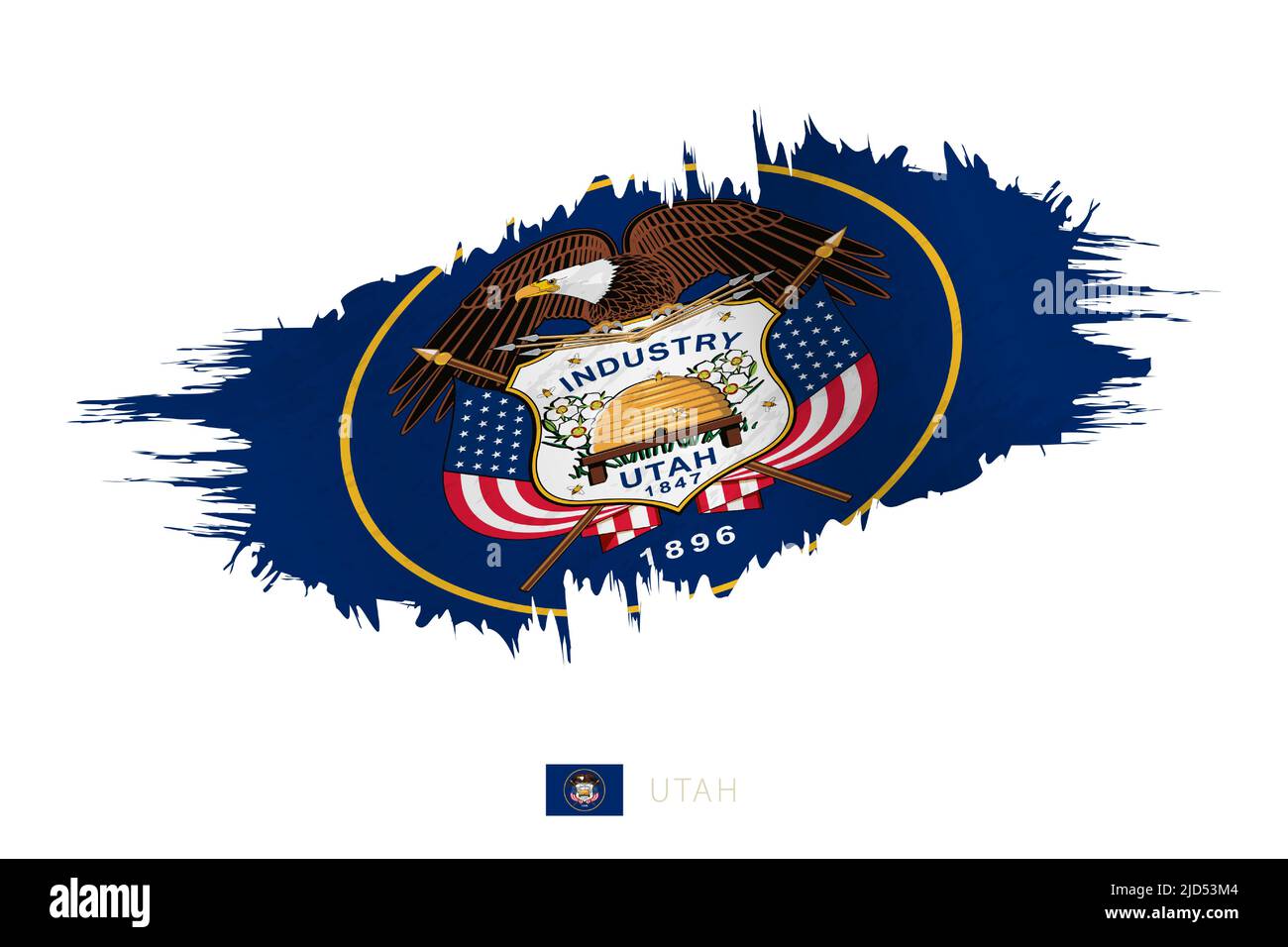 Painted brushstroke flag of Utah with waving effect. Vector flag Stock ...