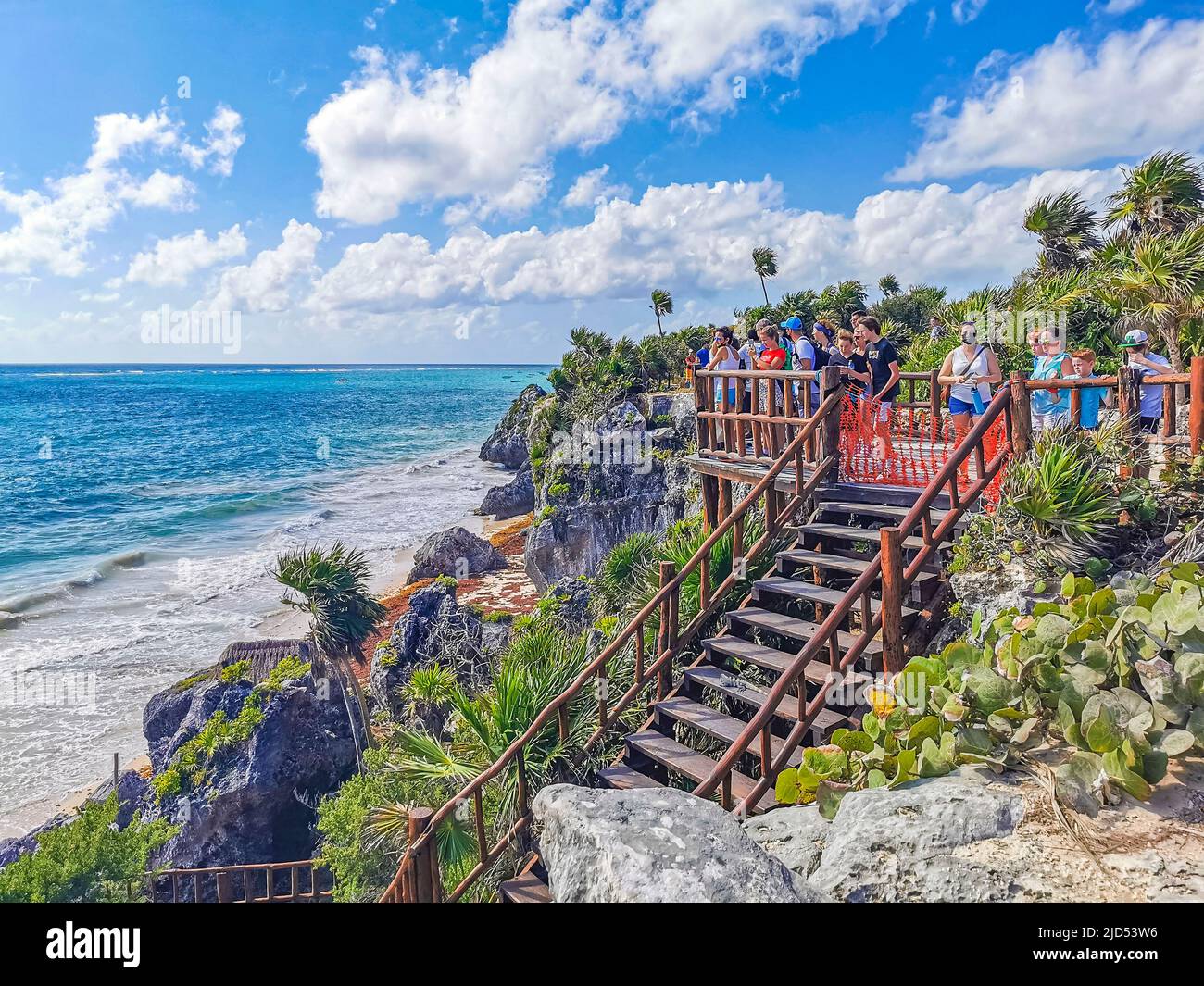 Tulum Mexico 21. February 2022 Ancient Tulum ruins Mayan site with ...