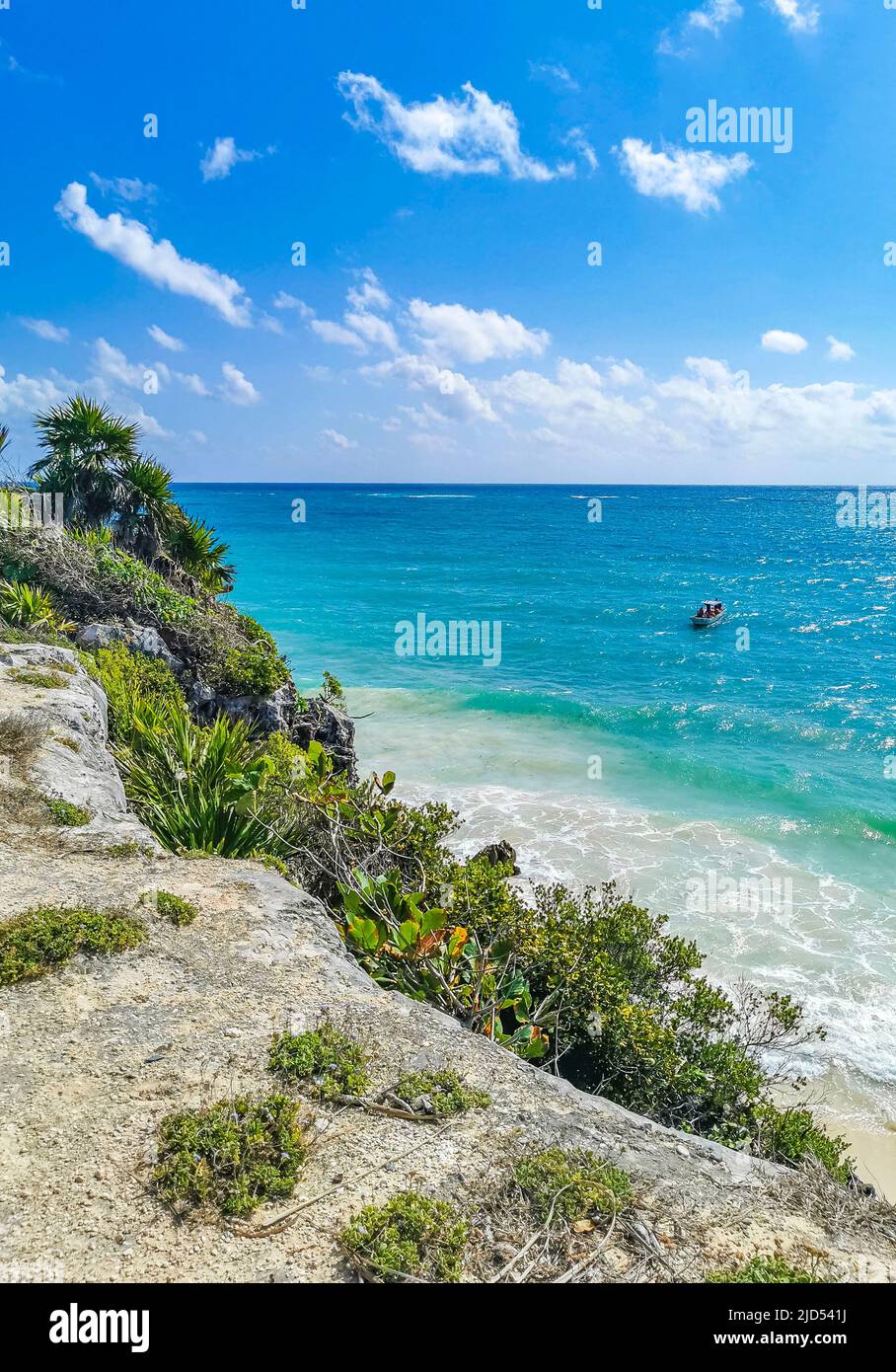 Ancient Tulum ruins Mayan site with temple ruins pyramids and artifacts ...