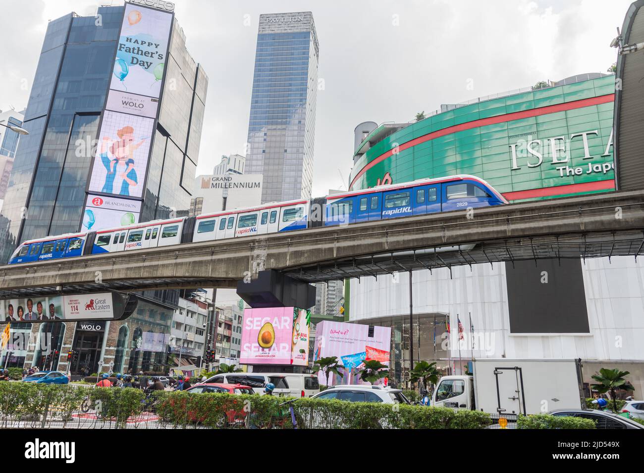 Kuala Lumpur, Malaysia - June 10,2022 : KL monorail arriving to station ...