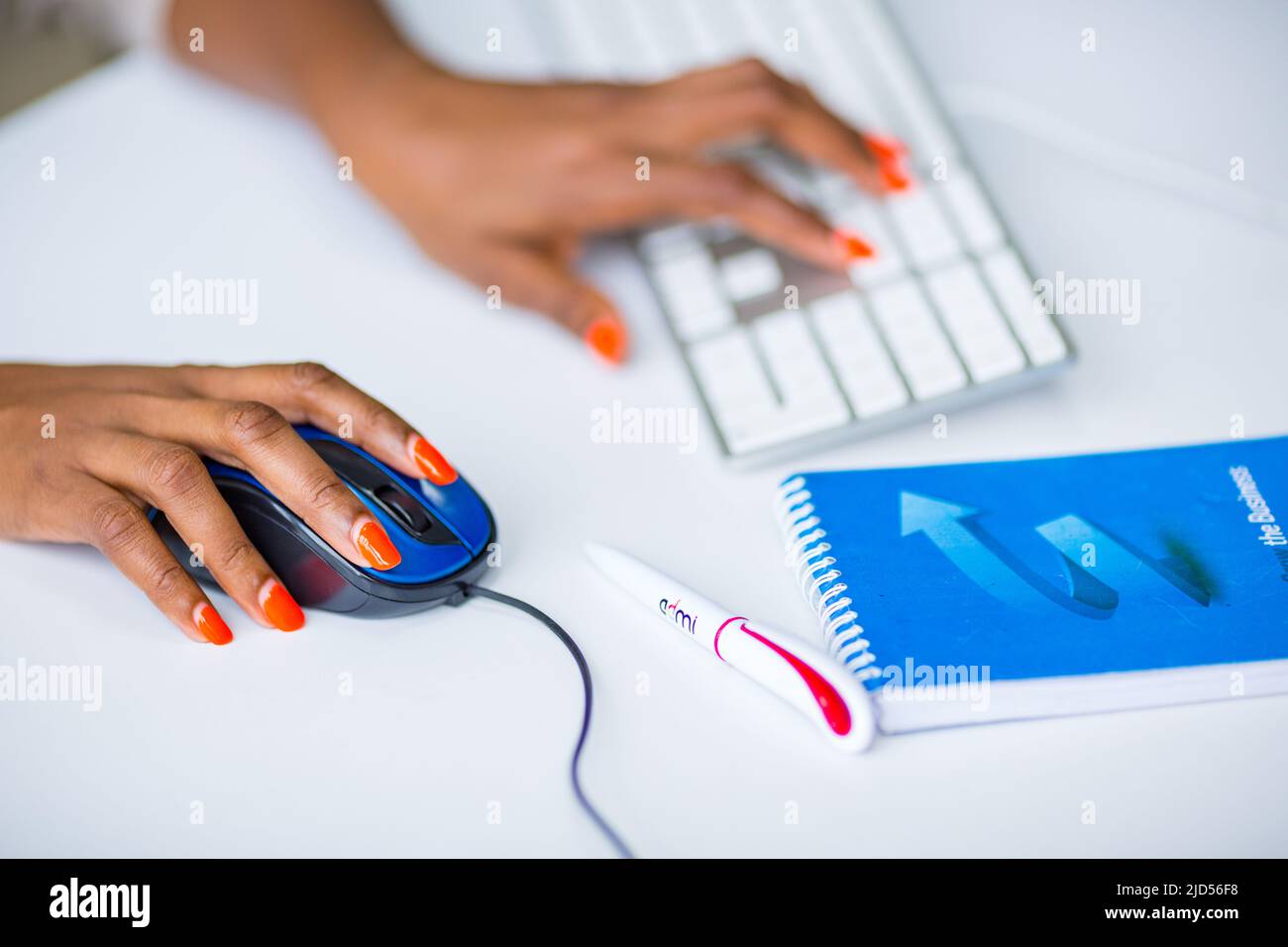 Hands Mouse paperwork architectural design plan work flat lay Stock ...