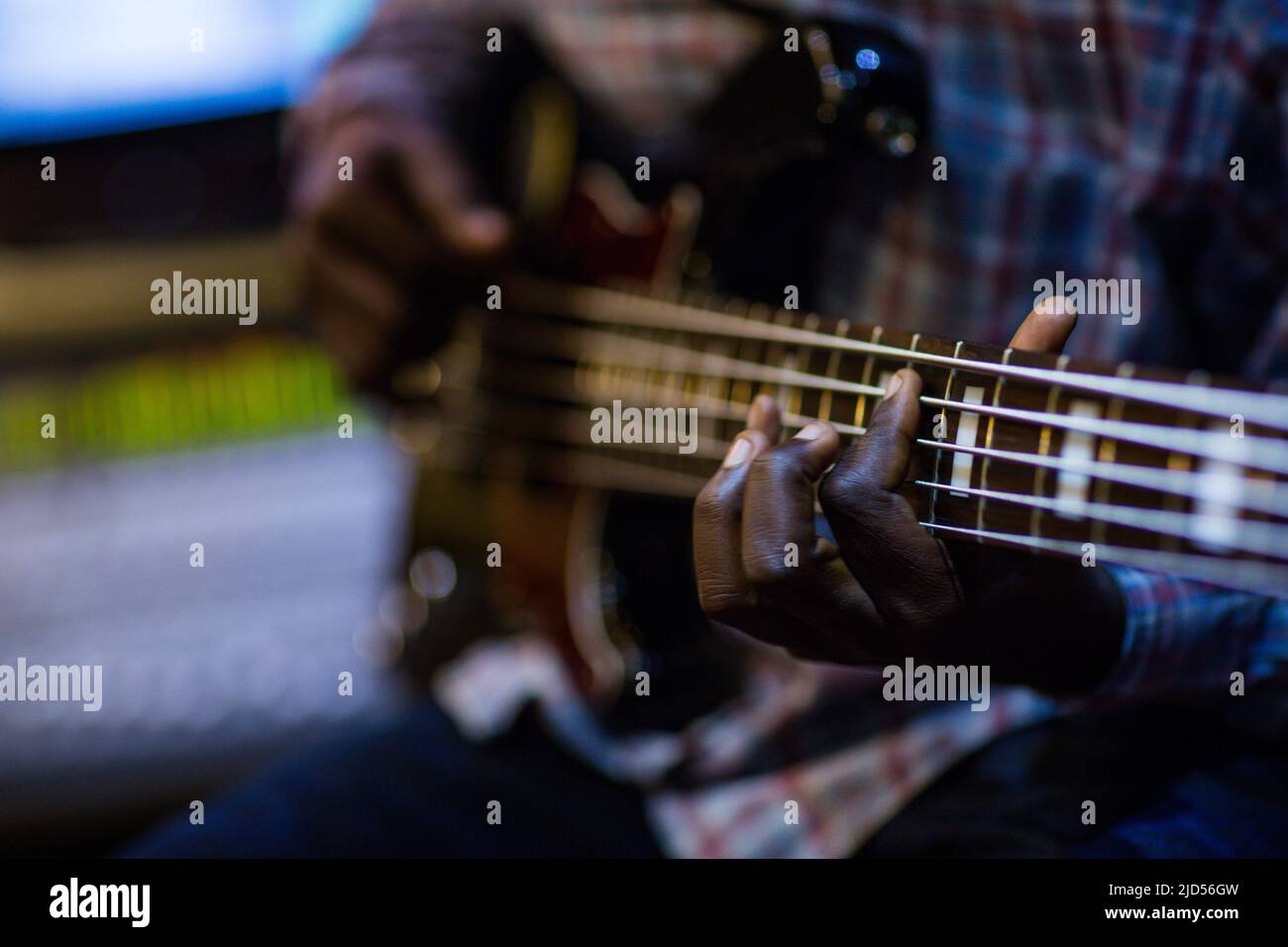 Guitar guitarist strings hands playing strings musical instrument ...