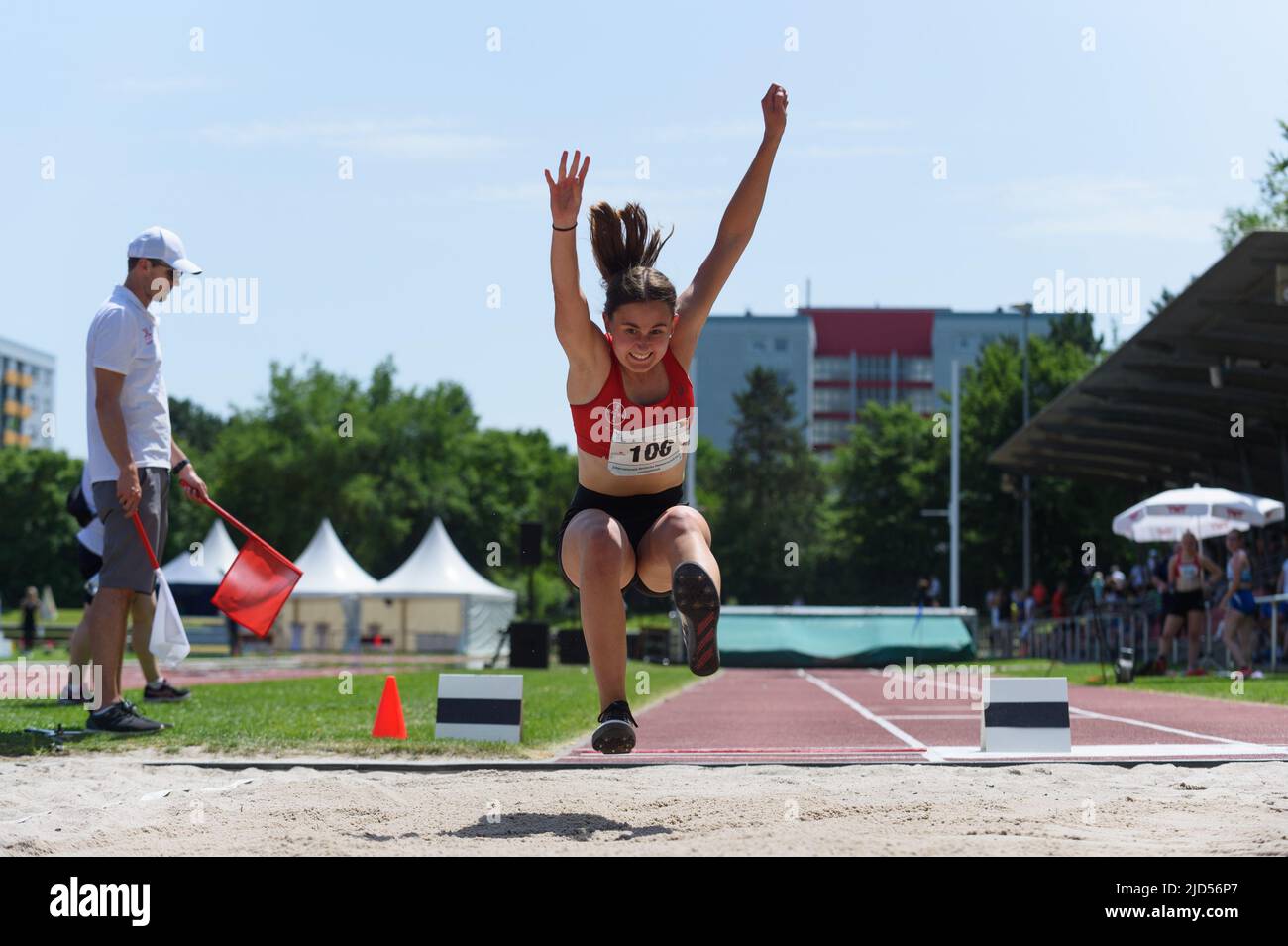 Nele Moos (106 TSV Bayer 04 Leverkusen) during the long jump during the ...