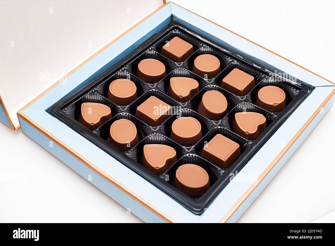 a box of chocolates of various shapes and flavors. The concept of a ...