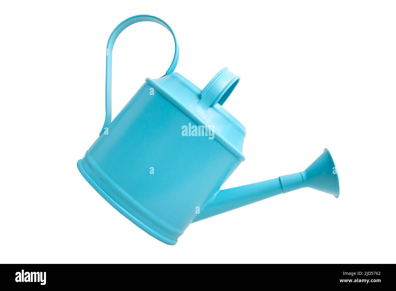 Stylish blue watering can isolated and cutted on a white background ...