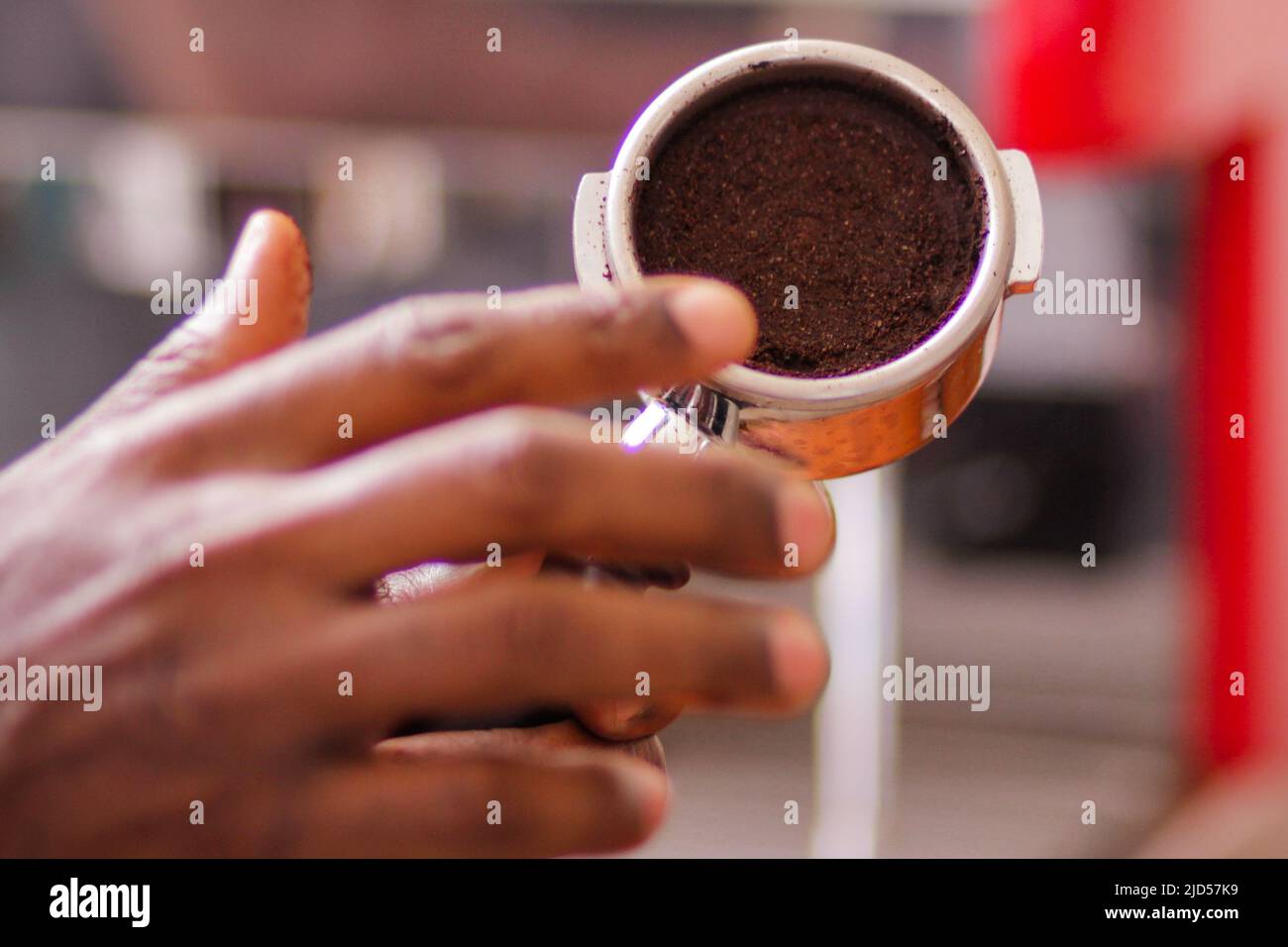 Coffee making process machine procedure grounded beans barista in Kenya ...